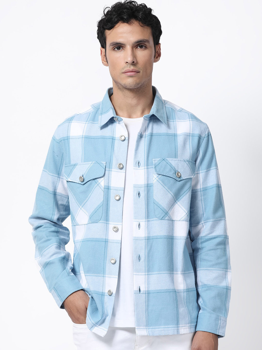 Buy RARE RABBIT Men Areo Checked Cotton Tailored Shacket - Jackets for ...