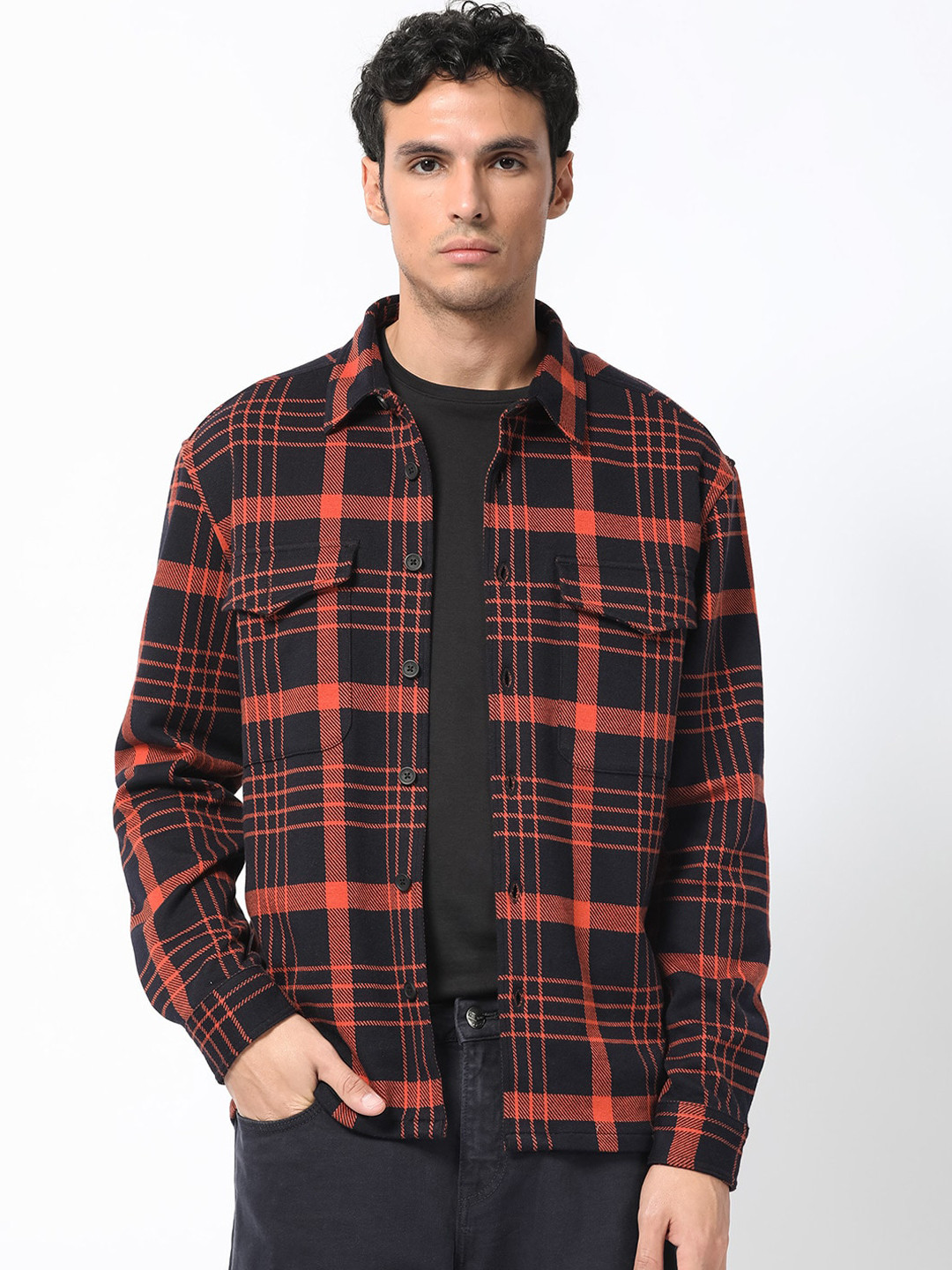Buy RARE RABBIT Men Vega Checked Cotton Tailored Shacket - Jackets for ...