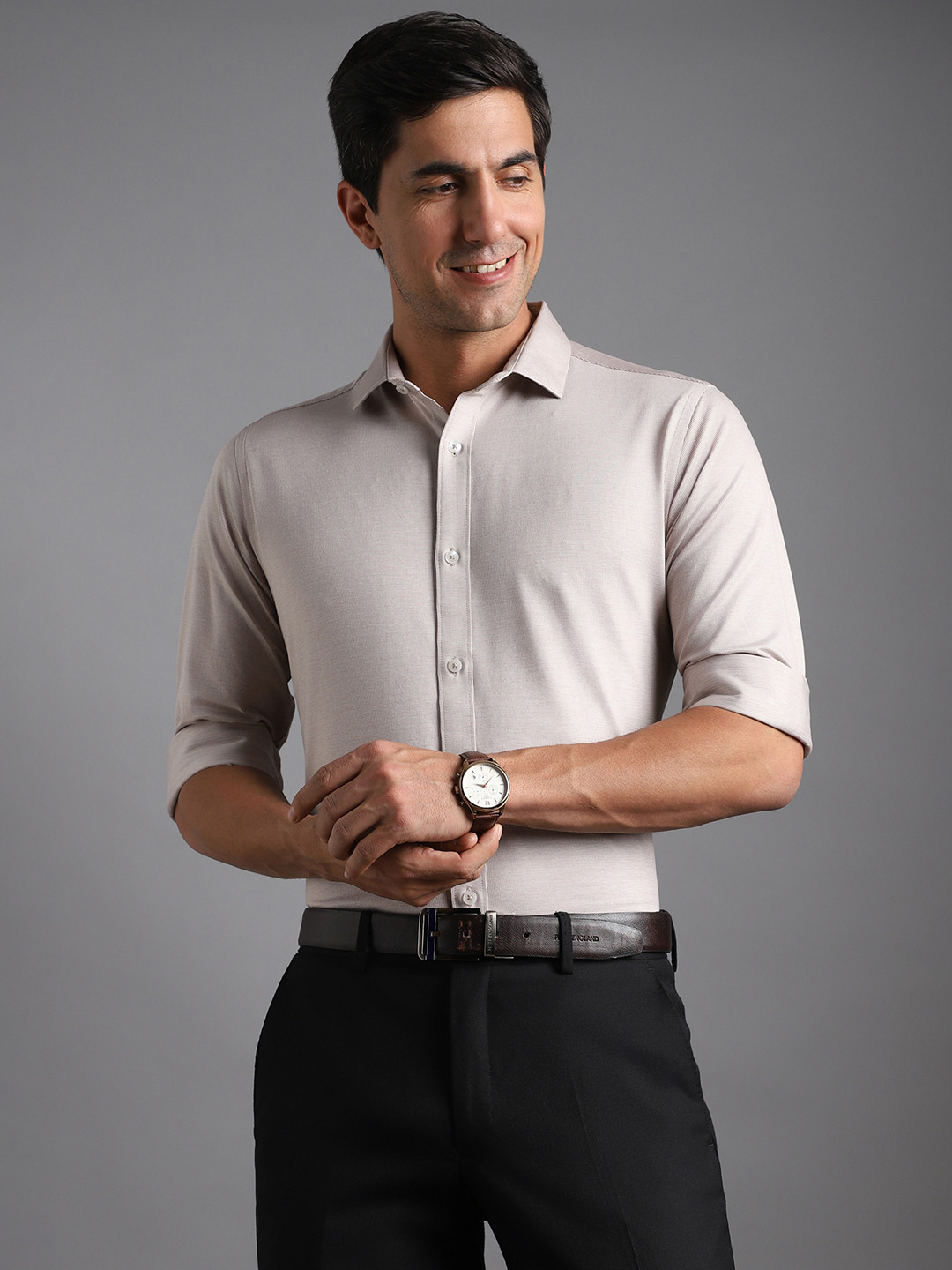 Buy Bergamo Long Sleeves Slim Fit Knitted Formal Shirt - Shirts for Men ...