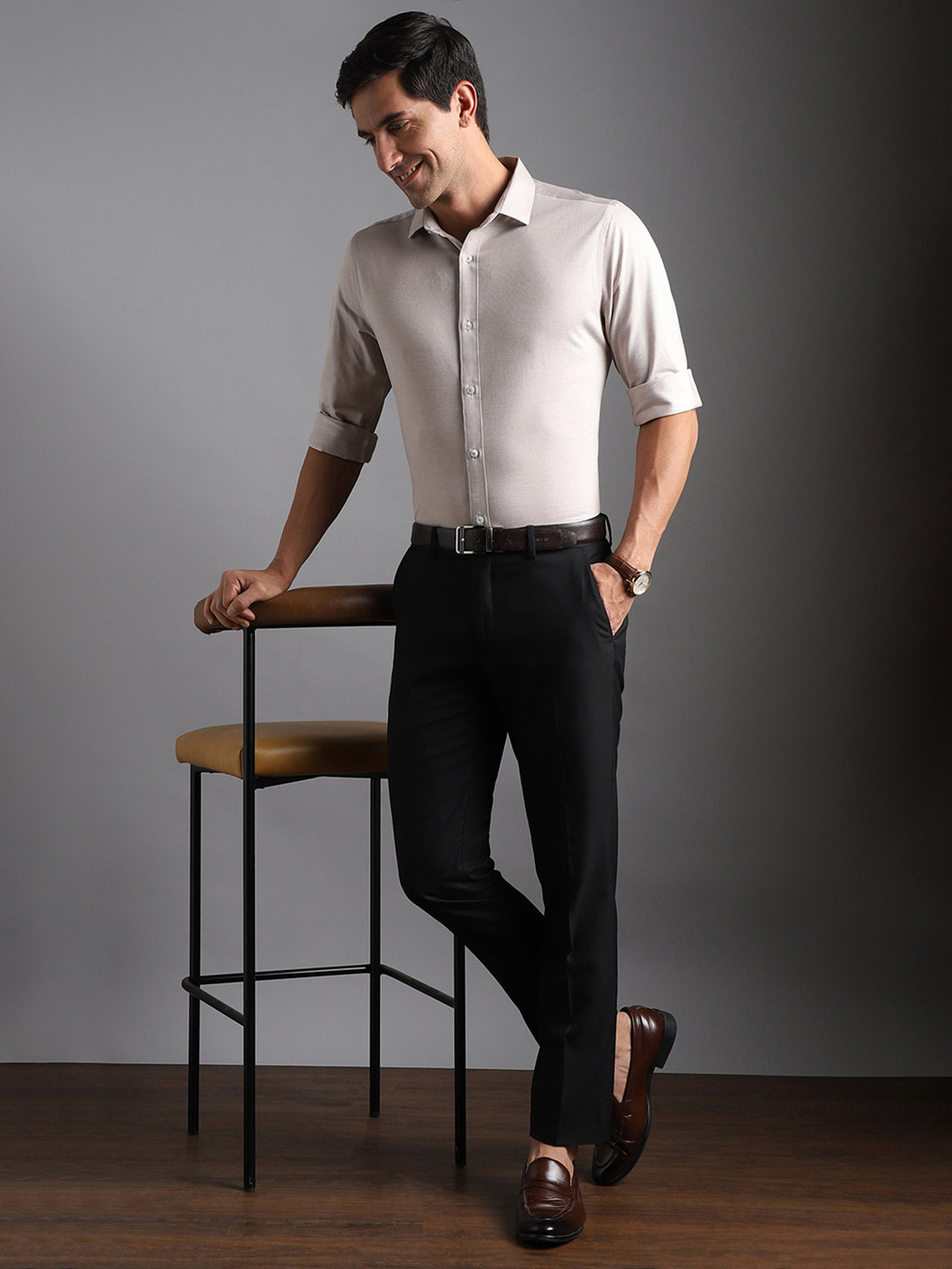 Buy Bergamo Long Sleeves Slim Fit Knitted Formal Shirt - Shirts for Men ...