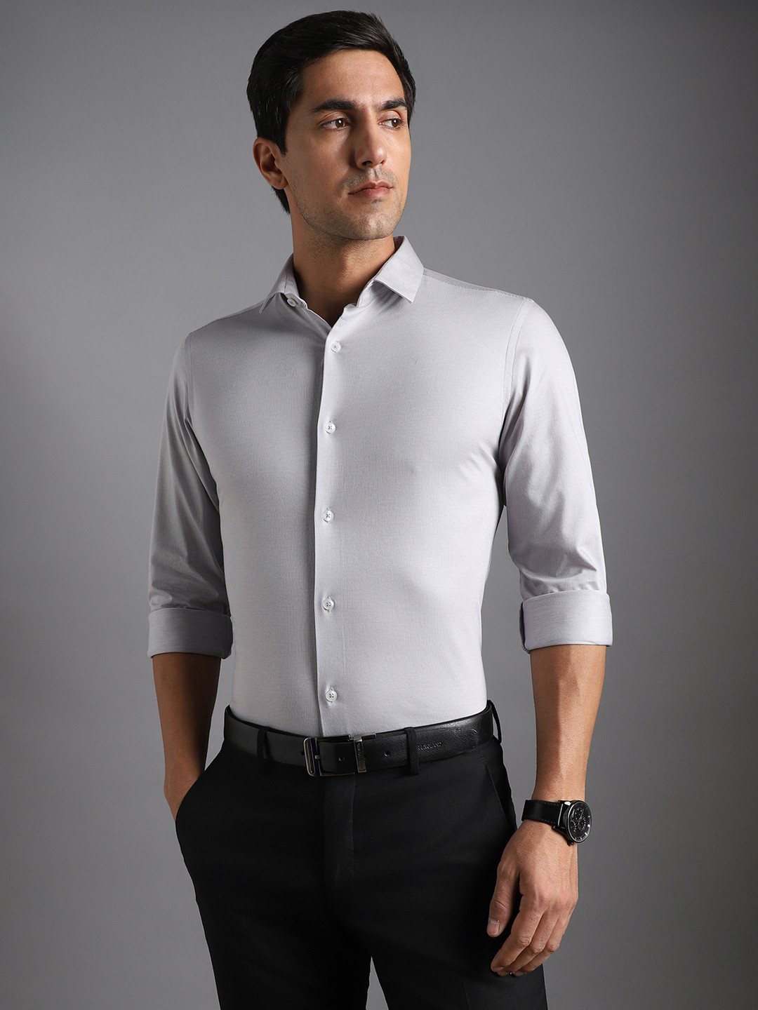 Buy Bergamo Pure Cotton Slim Fit Knitted Formal Shirt - Shirts for Men ...