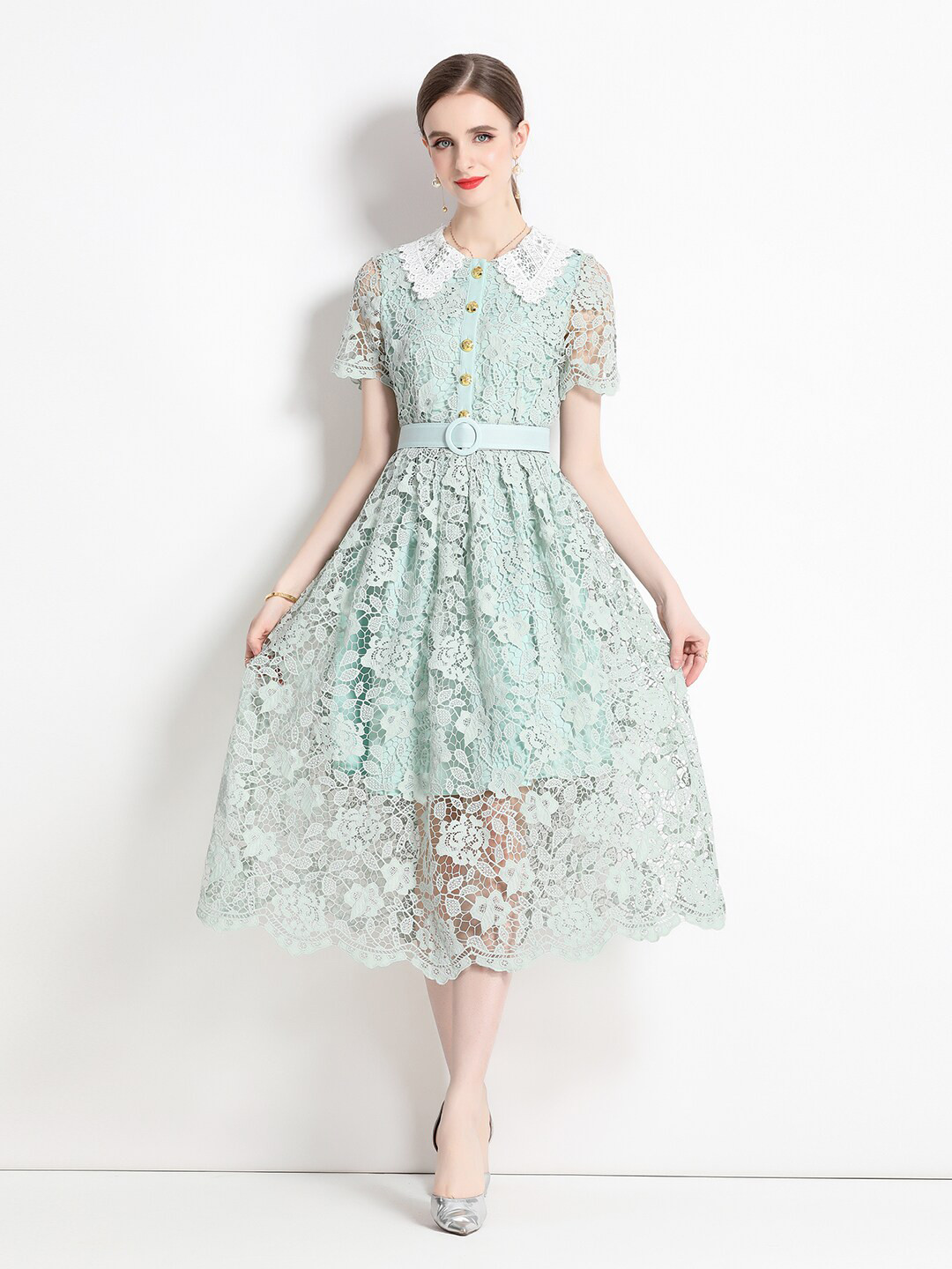 Buy JC Collection Floral Self Design Fit & Flare Midi Dress - Dresses ...