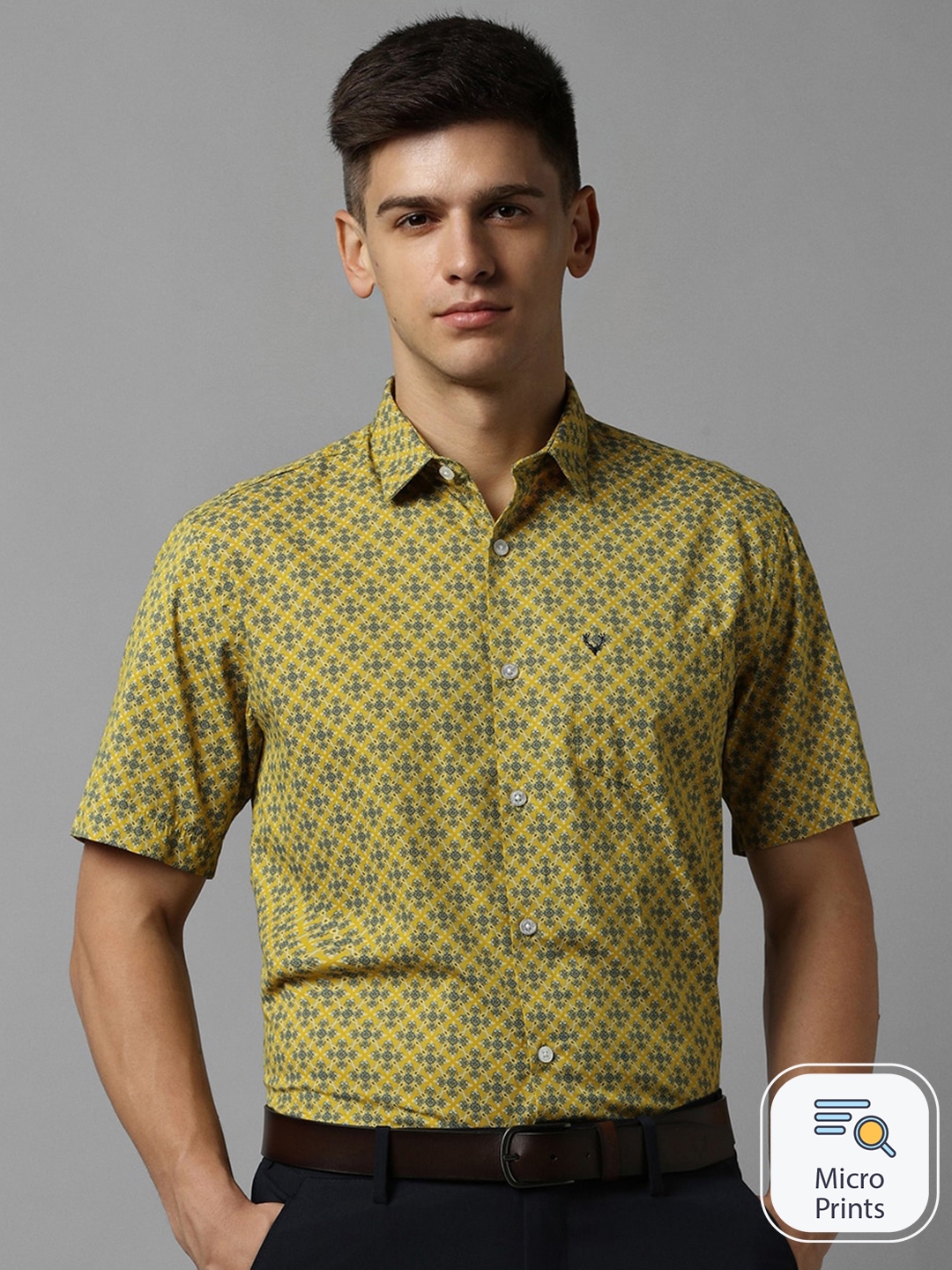 Buy Allen Solly Slim Fit Ethnic Motifs Printed Spread Collar Pure