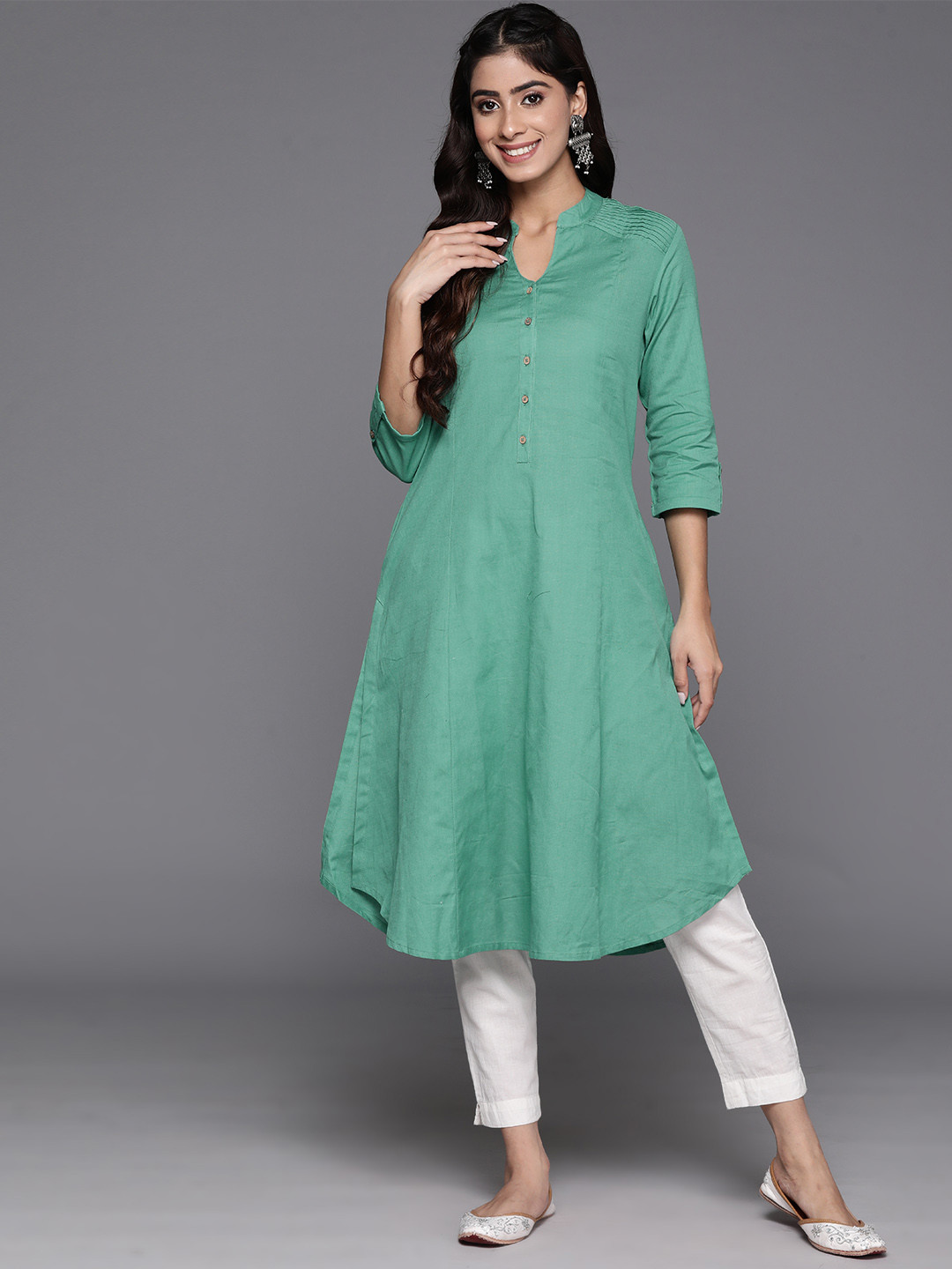 Buy Biba Cotton Linen A Line Kurta - Kurtas for Women 25225334 | Myntra