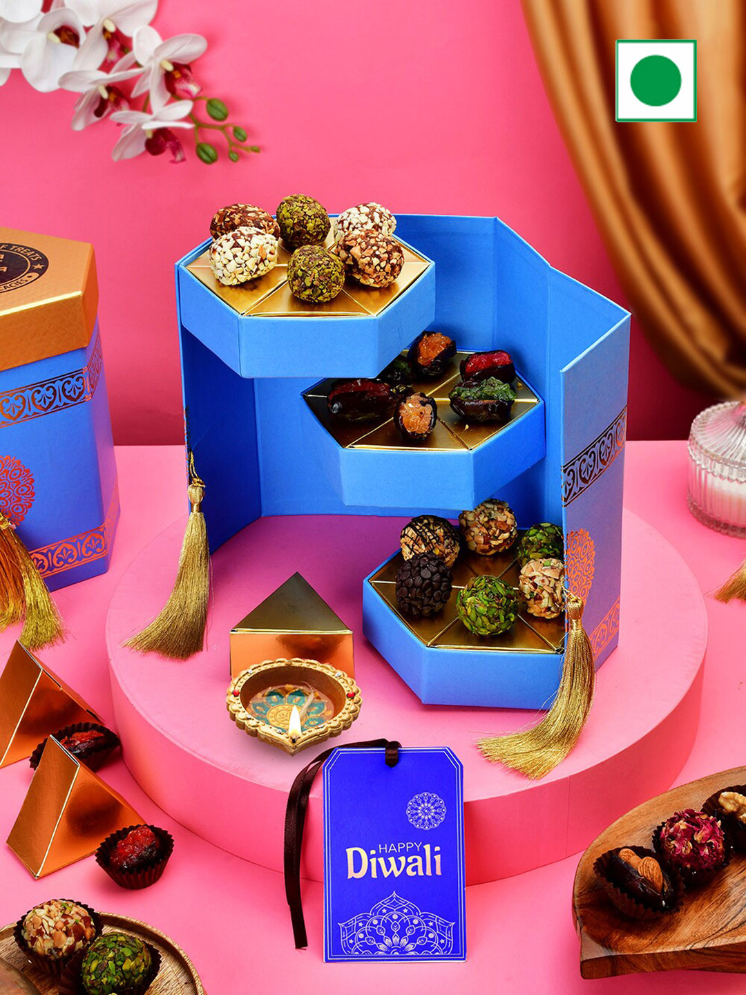 Buy RawFruit Set Of 4 Diwali Assorted Sweets Gift Box With Greeting ...