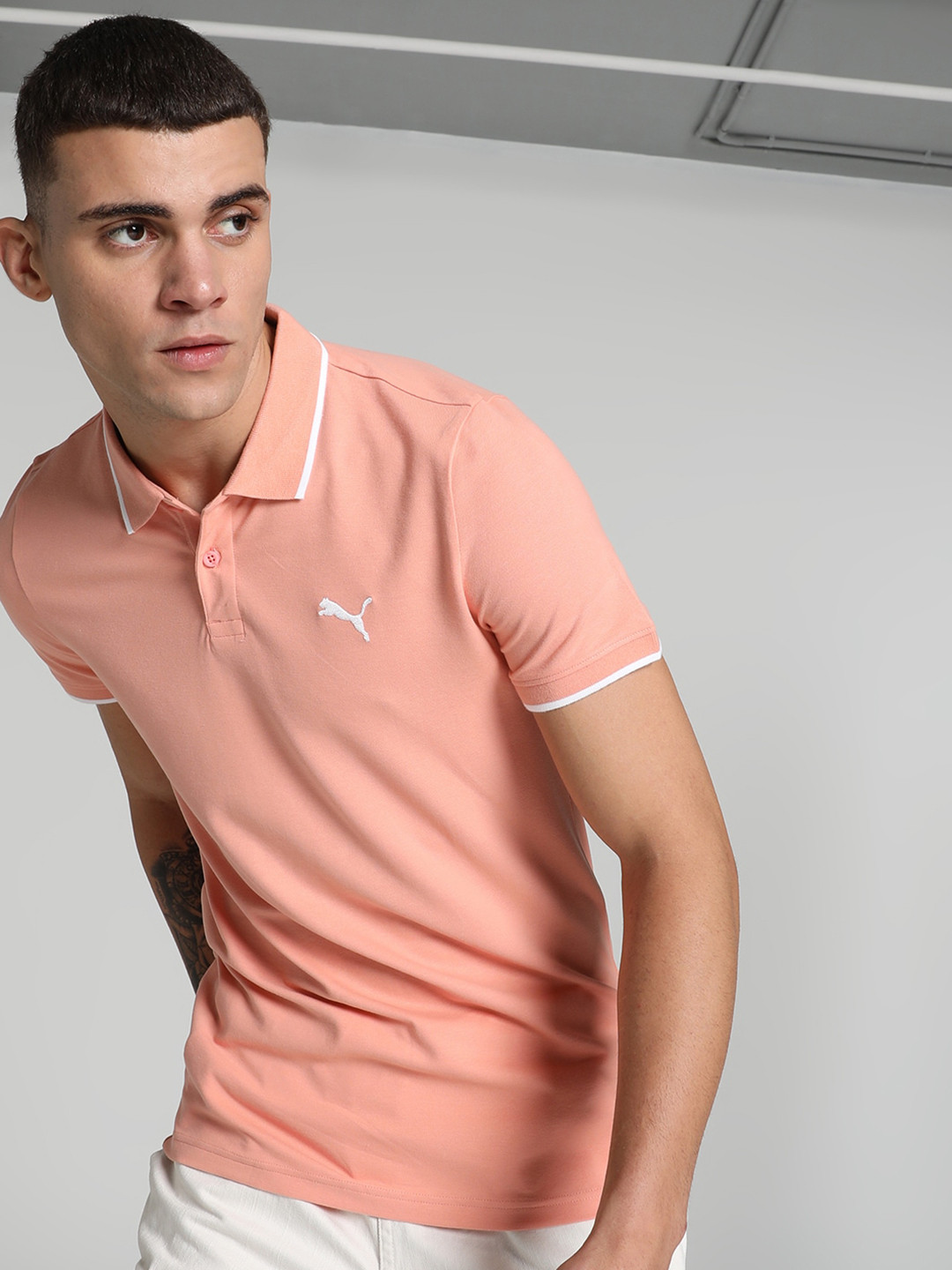 Buy Puma Tipping Heather Slim Fit Polo Collar Slim Fit T Shirts ...