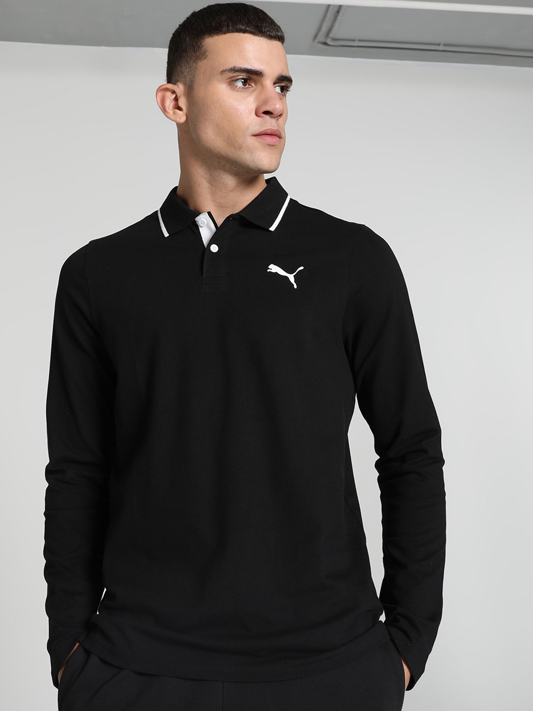 Buy Puma Long Sleeves Regular Fit Polo Collar Cotton T Shirt - Tshirts ...