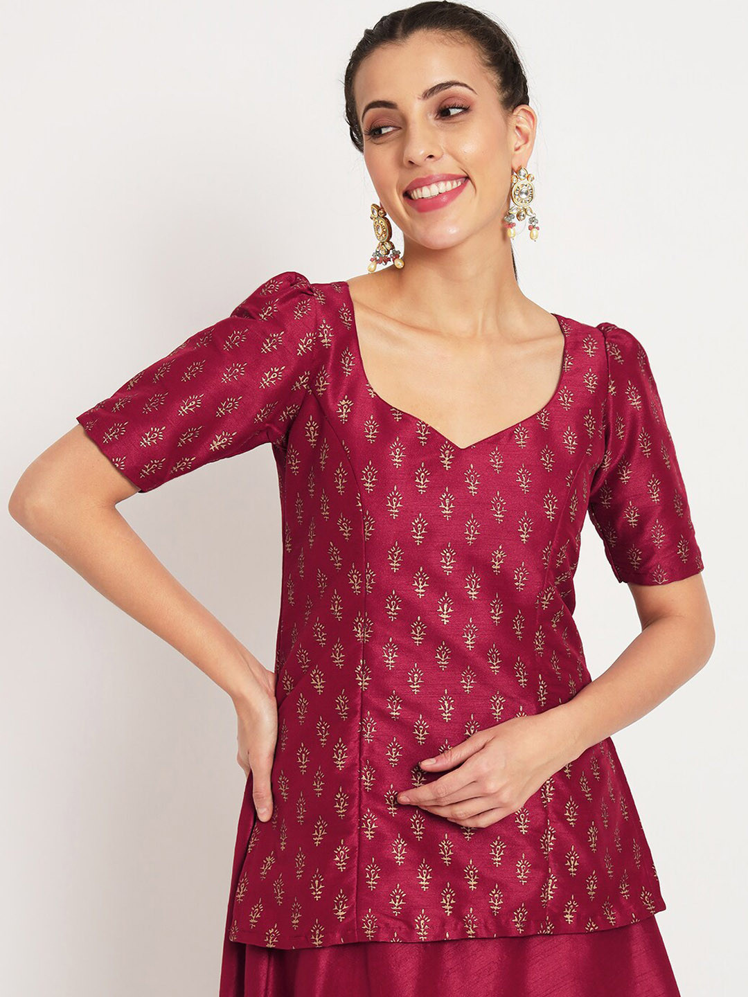 Buy Studio Rasa Dupion Block Printed Blouse - Saree Blouse for Women ...