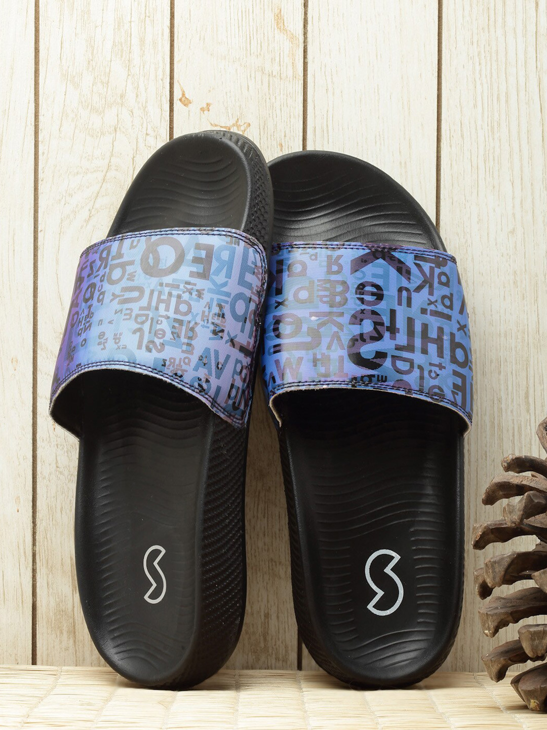 Buy Solethreads Men Holographic Hyperburst Footbed Slides - Flip Flops ...