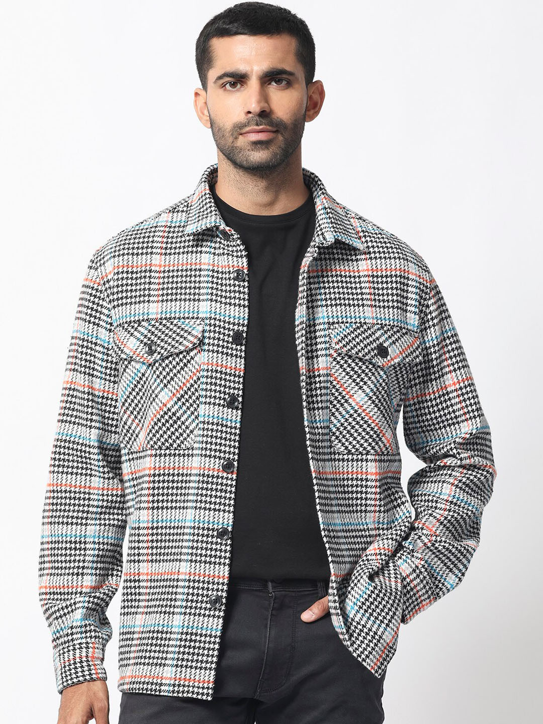 Buy RARE RABBIT Checked Long Sleeves Cotton Shacket - Shackets for Men ...