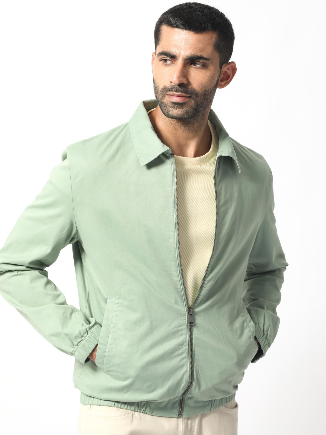 Buy RARE RABBIT Men Flinsten Tailored Fit Flinsten Spread Collar Jacket ...