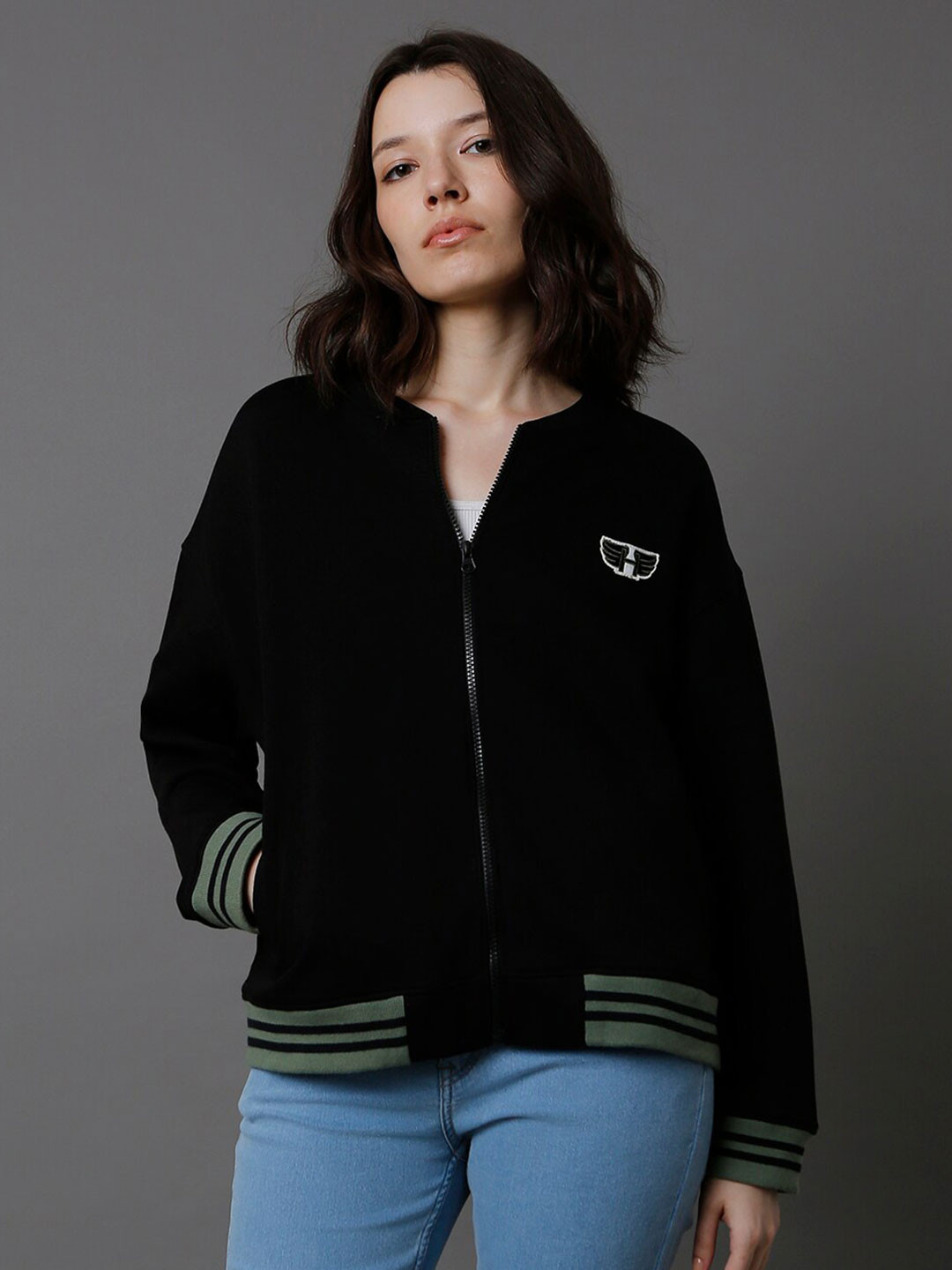 Buy High Star V Neck Long Sleeve Front Open Sweatshirt - Sweatshirts ...