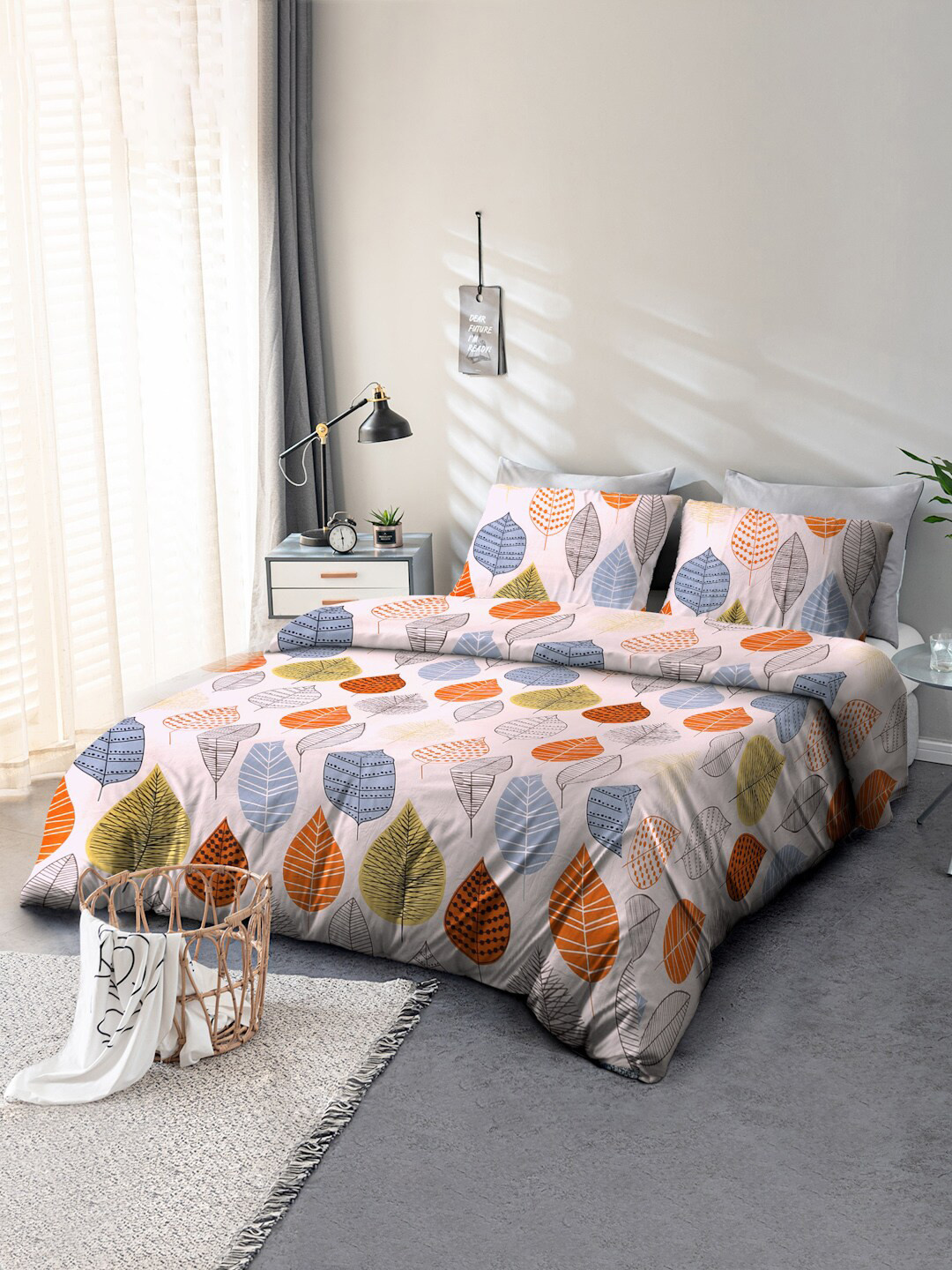 Buy Cortina Cream Coloured Microfiber 110 TC Double Queen Bedsheet With ...