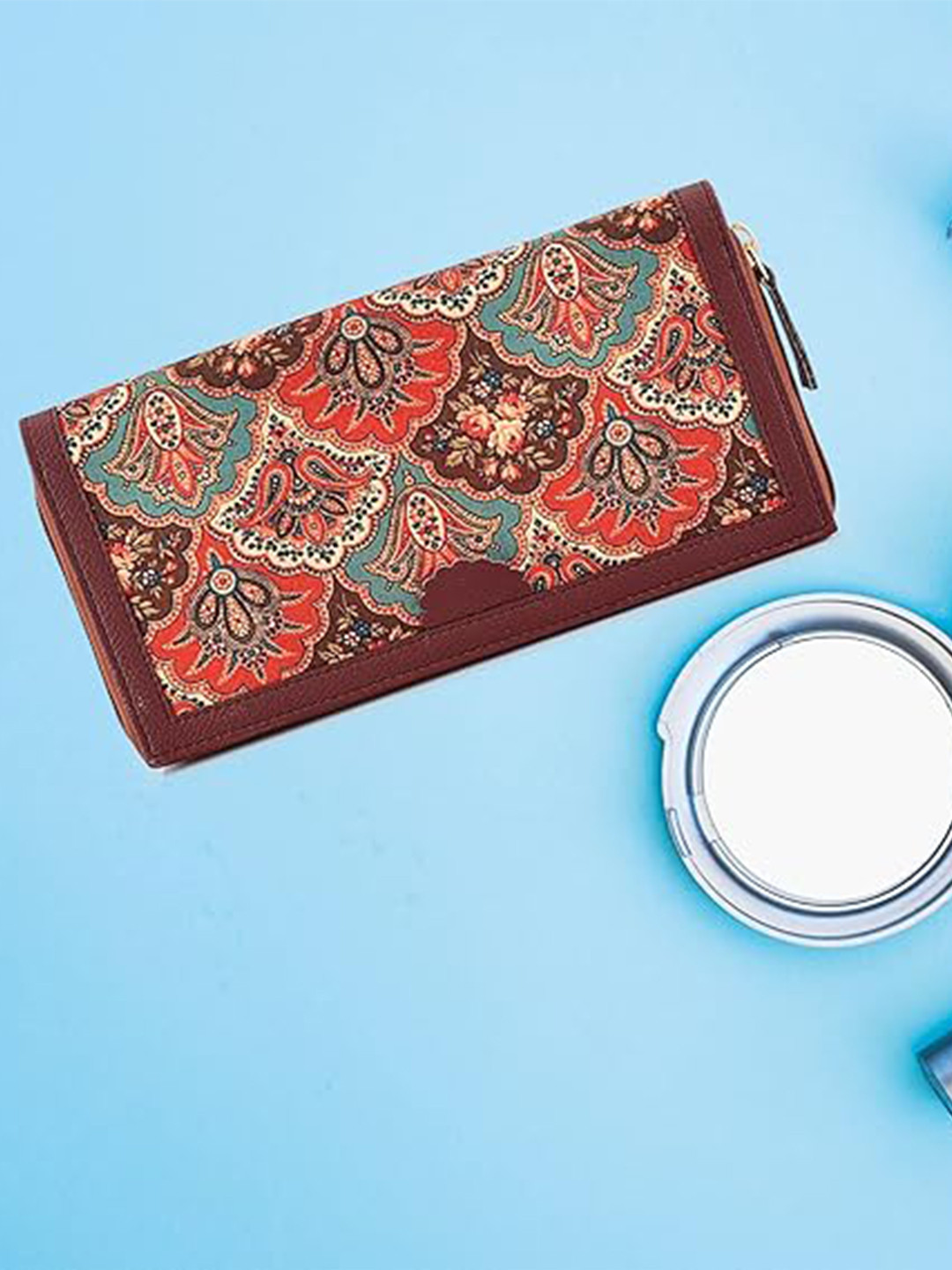 Buy Anouk Women Ethnic Motifs Textured Canvas Zip Around Wallet ...