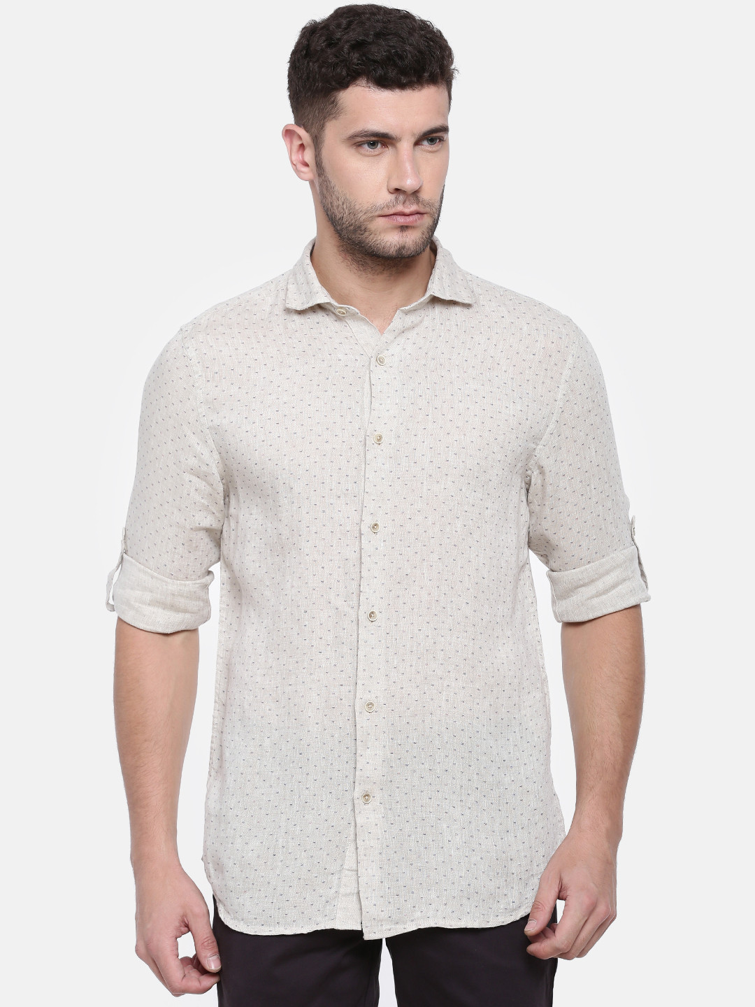 Buy Jack & Jones Men Beige Linen Slim Fit Printed Casual Shirt - Shirts ...