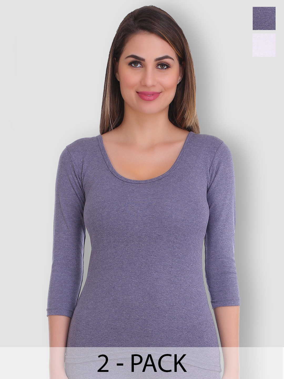 Buy SELFCARE Pack Of 2 Round Neck Thermal Tops - Thermal Tops for Women ...