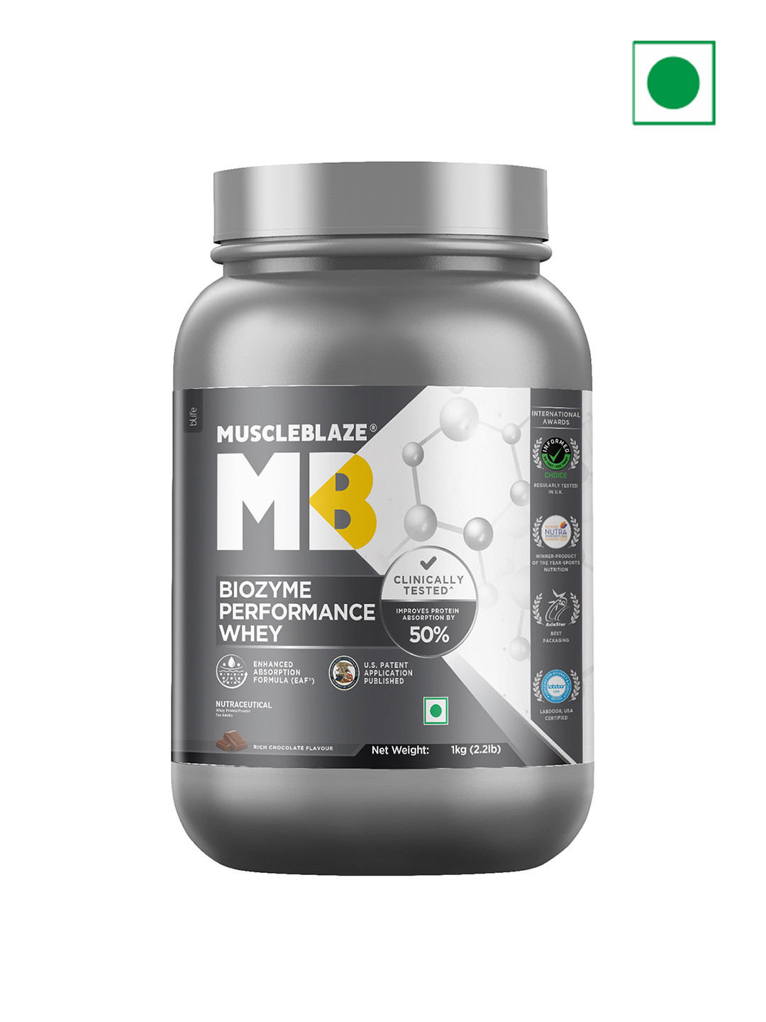 Buy MuscleBlaze Biozyme Performance Rich Chocolate Whey Protein Powder ...