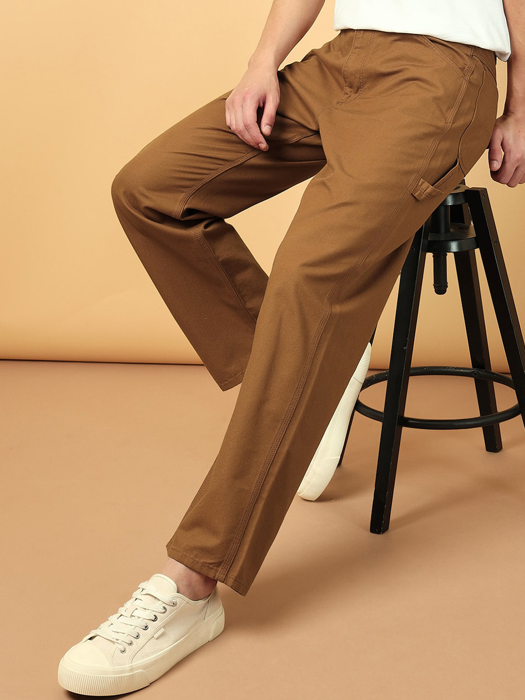 Buy Wrangler Men Loose Fit Low Rise Chinos Trousers - Trousers for Men ...