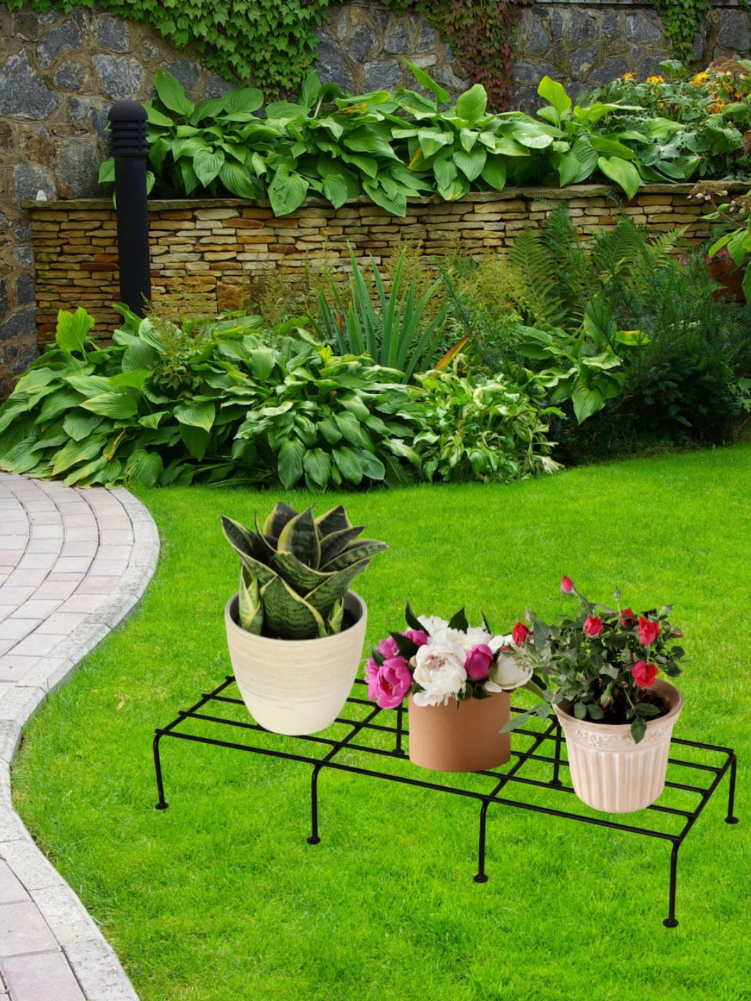 Buy Ecofynd Black Rectangular Metal Planter Stand - Planters for Unisex ...