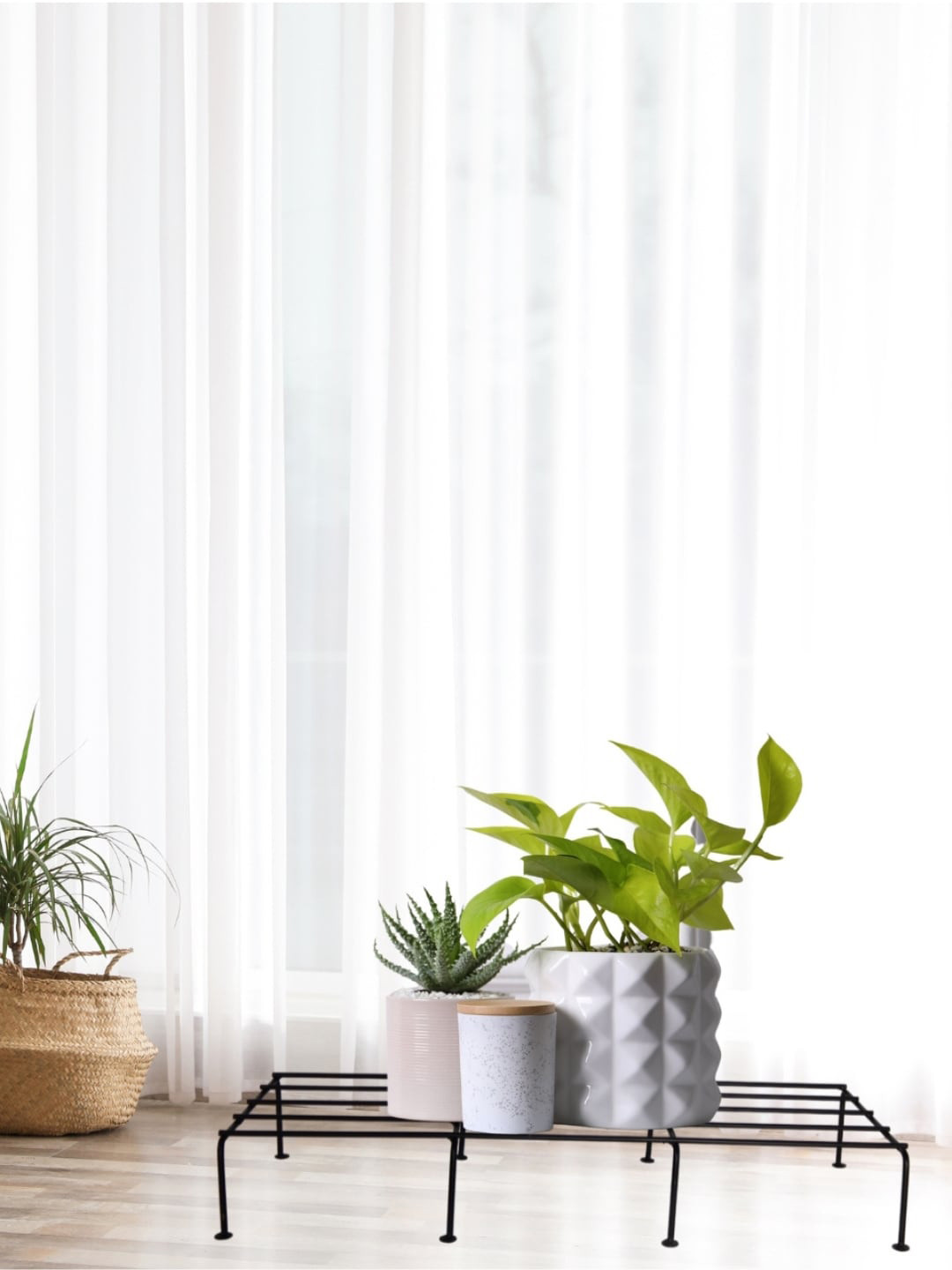 Buy Ecofynd Black Rectangular Metal Planter Stand - Planters for Unisex ...