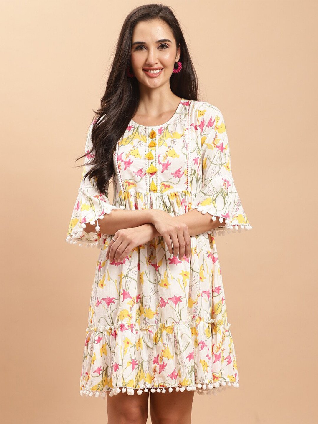 Buy Roly Poly Floral Printed Pure Cotton A Line Dress - Dresses for ...