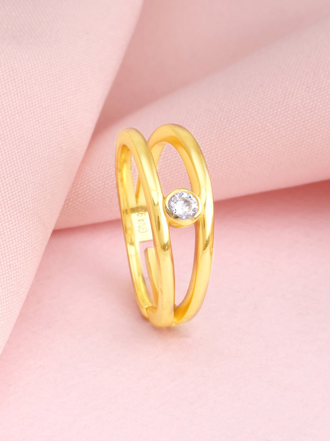 Buy GIVA Gold Plated CZ Studded Adjustable Finger Ring - Ring for Women ...