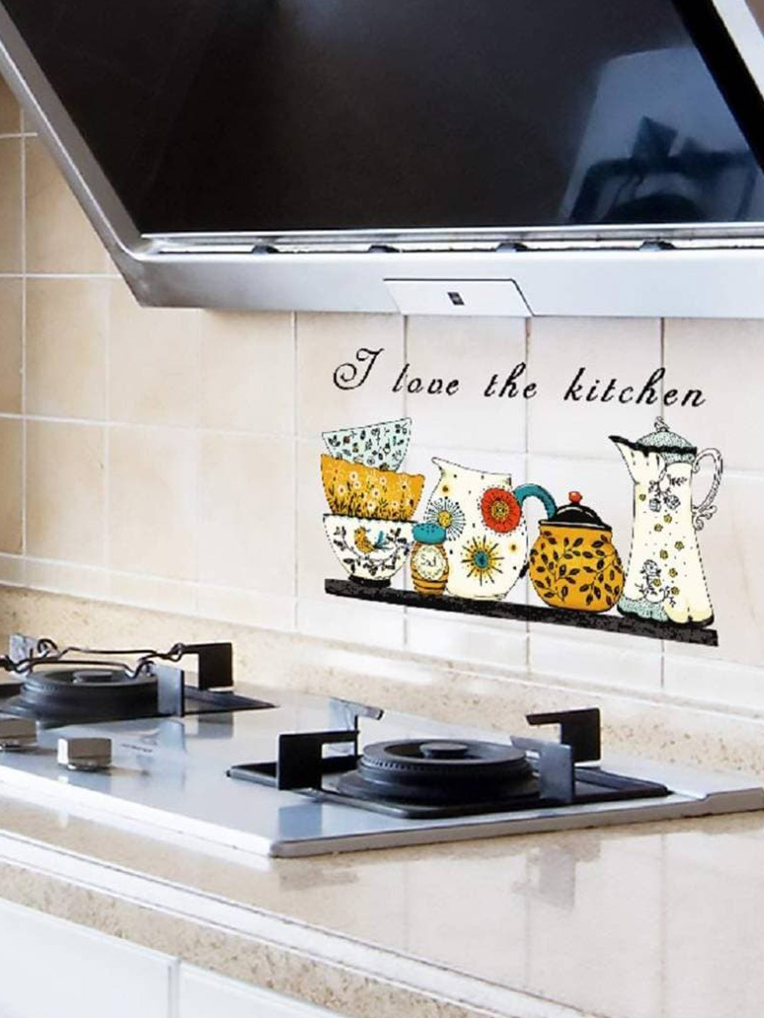 Buy Jaamso Royals Yellow & Black Cooktop Kitchen Tile Printed Self ...