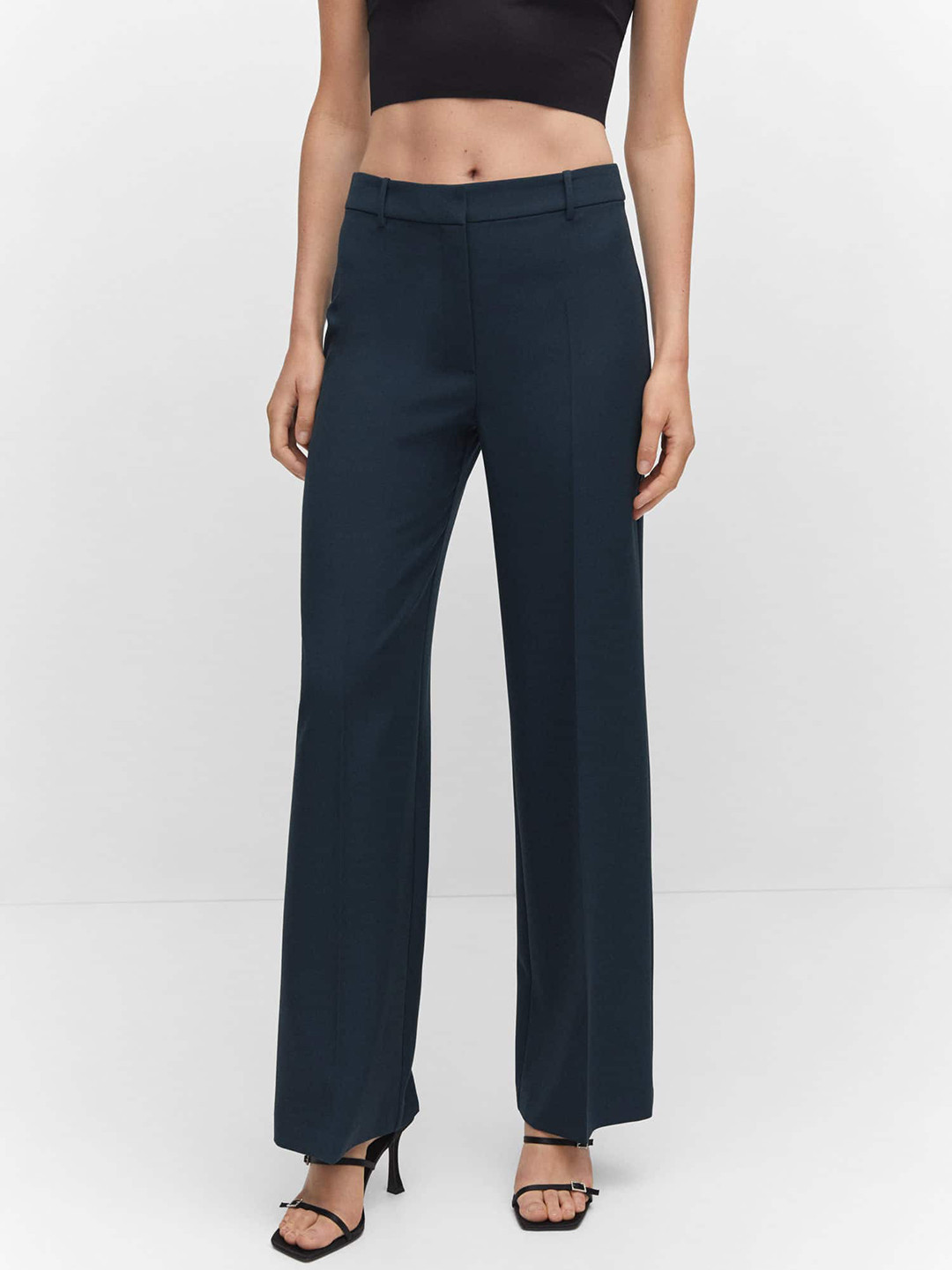 Buy MANGO Women Straight Trousers - Trousers for Women 25256590 | Myntra