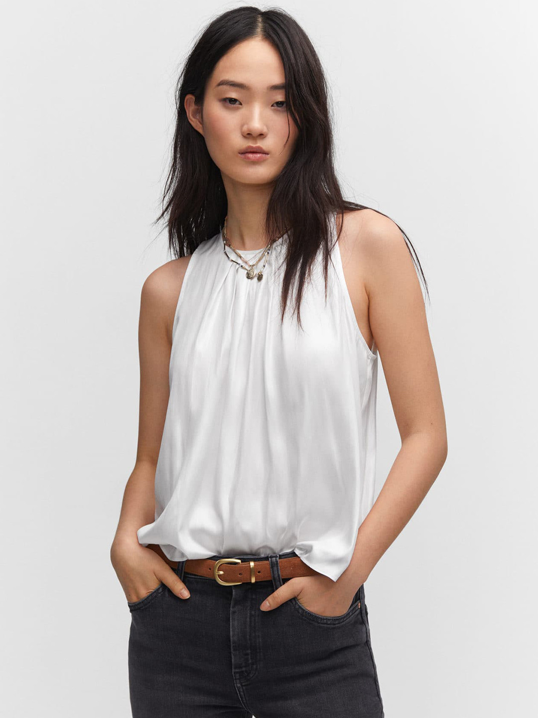 Buy MANGO Satin Finish Sleeveless Top - Tops for Women 25256668 | Myntra