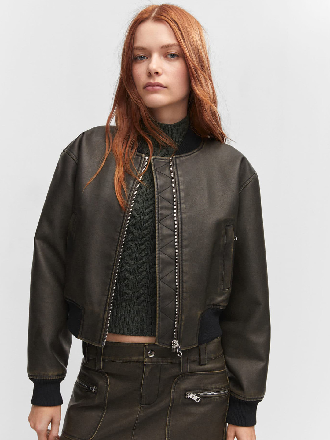 Buy MANGO Faux Leather Jacket - Jackets for Women 25257082 | Myntra