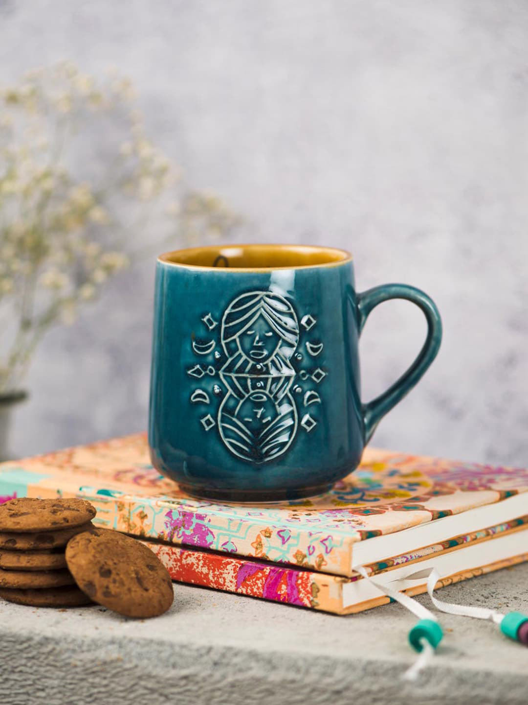 Buy Fabindia Rashi Blue Gemini Zodiac Sign Ceramic Glossy Mug - Cups ...