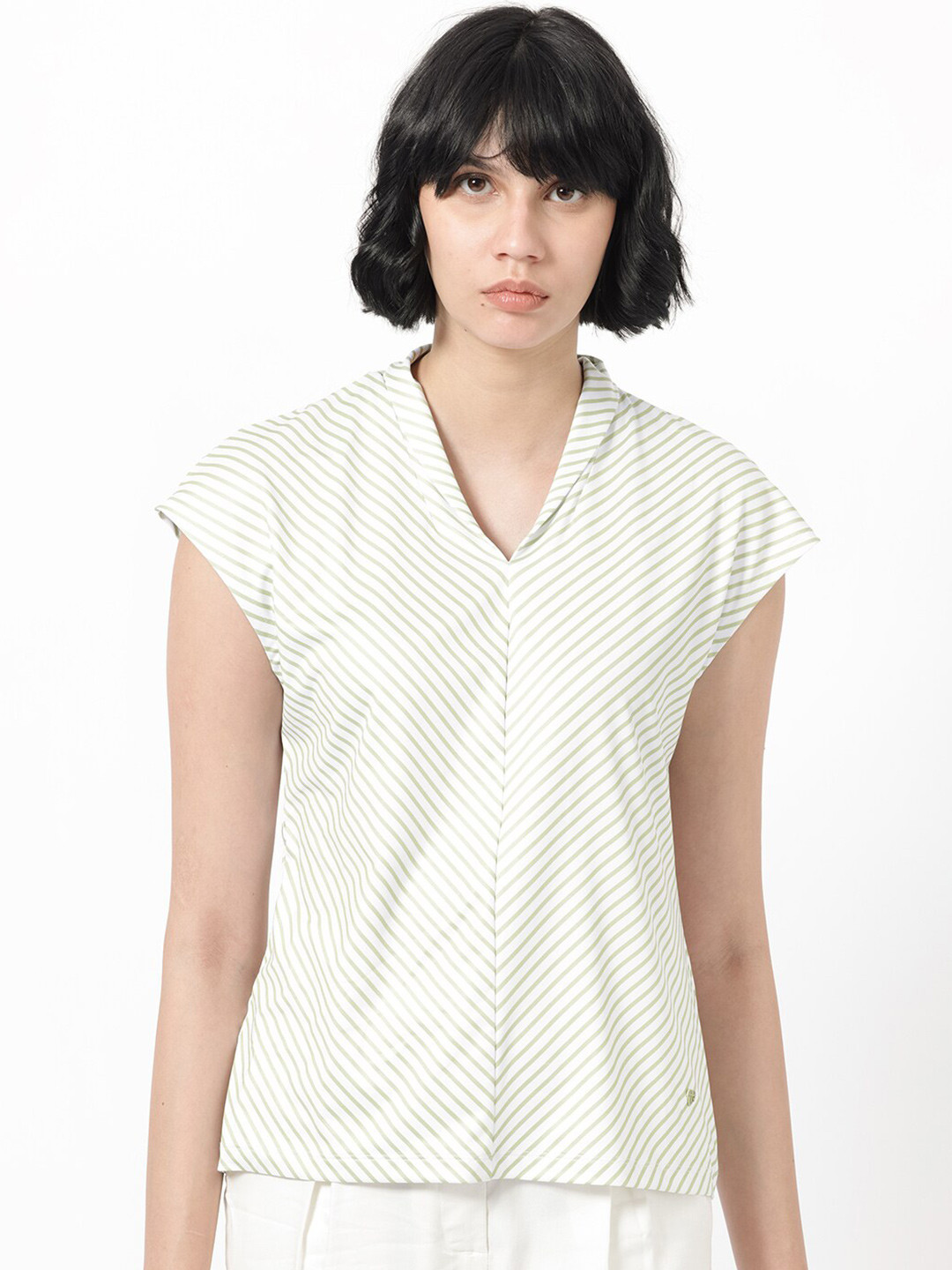 Buy RAREISM Striped Extended Sleeves Cotton Regular Top - Tops for ...