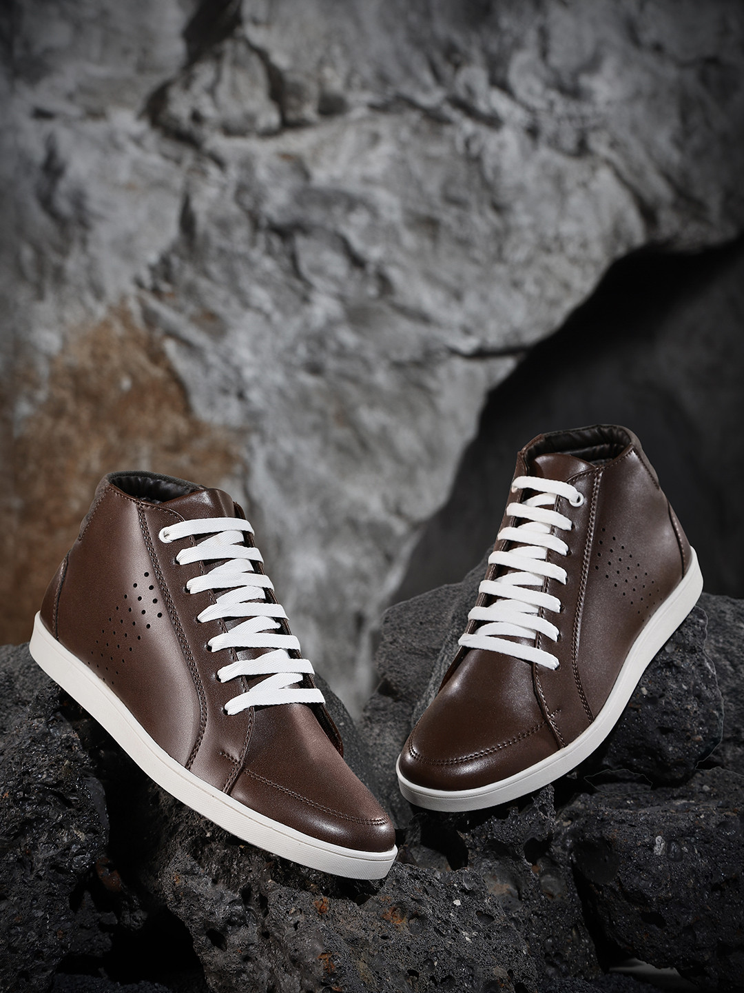 Buy Roadster Men Mid Top Perforated Sneakers - Casual Shoes for Men ...