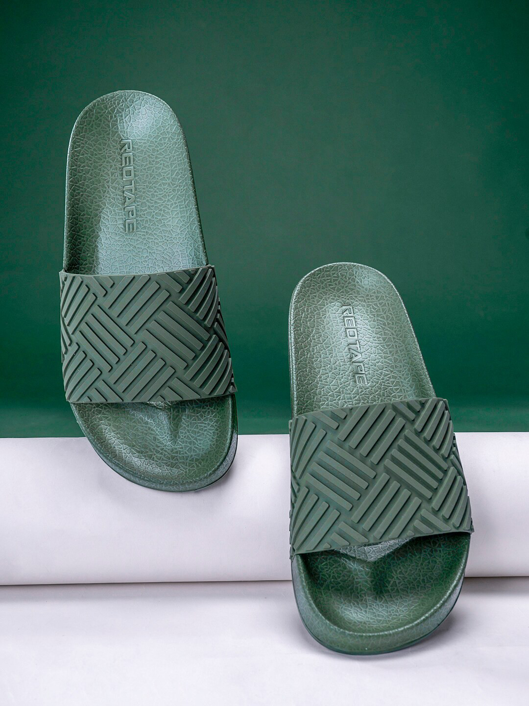 Buy Red Tape Men Self Design Slip Resistance Sliders - Flip Flops for ...