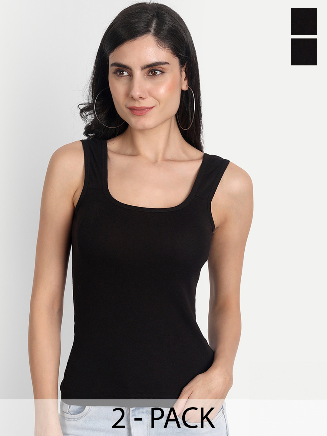 Buy Aimly Pack Of 2 Square Neck Sleeveless Cotton Camisoles - Camisoles ...