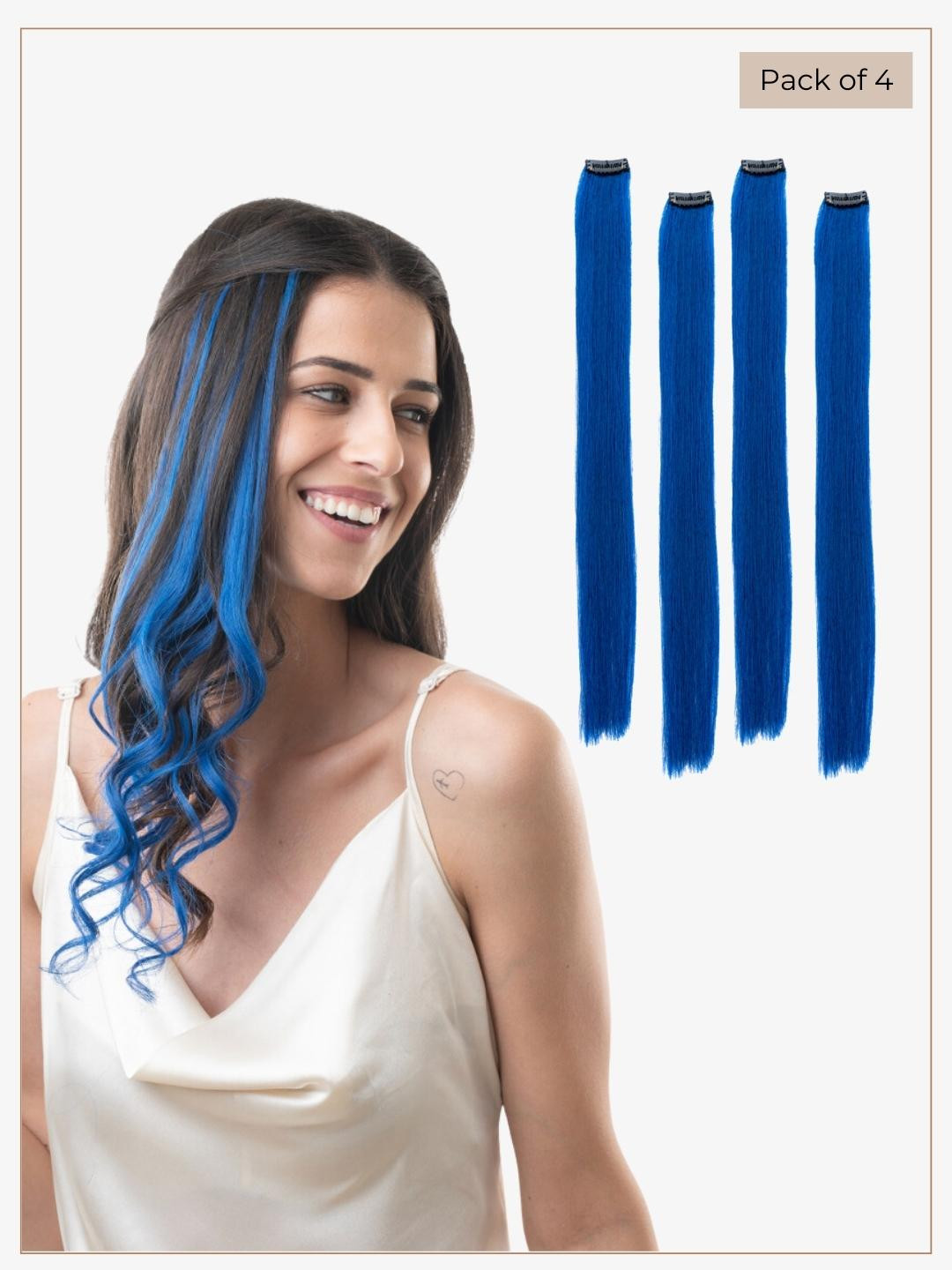 Buy HAIR ORIGINALS Set Of 4 Clip On Hair Color Streaks Ocean Blue ...