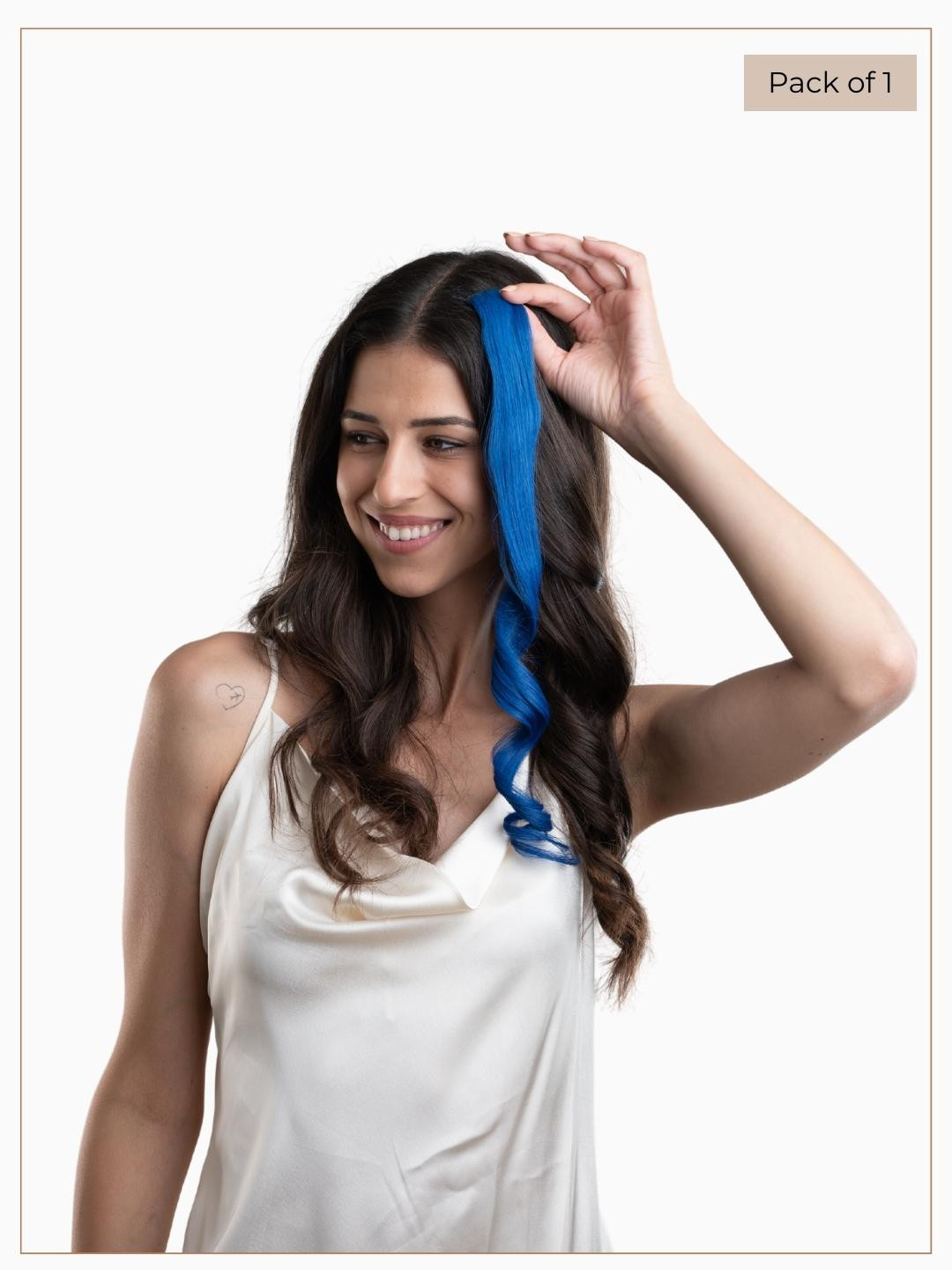 Buy HAIR ORIGINALS Clip In Hair Streaks Ocean Blue - Hair Extension for ...