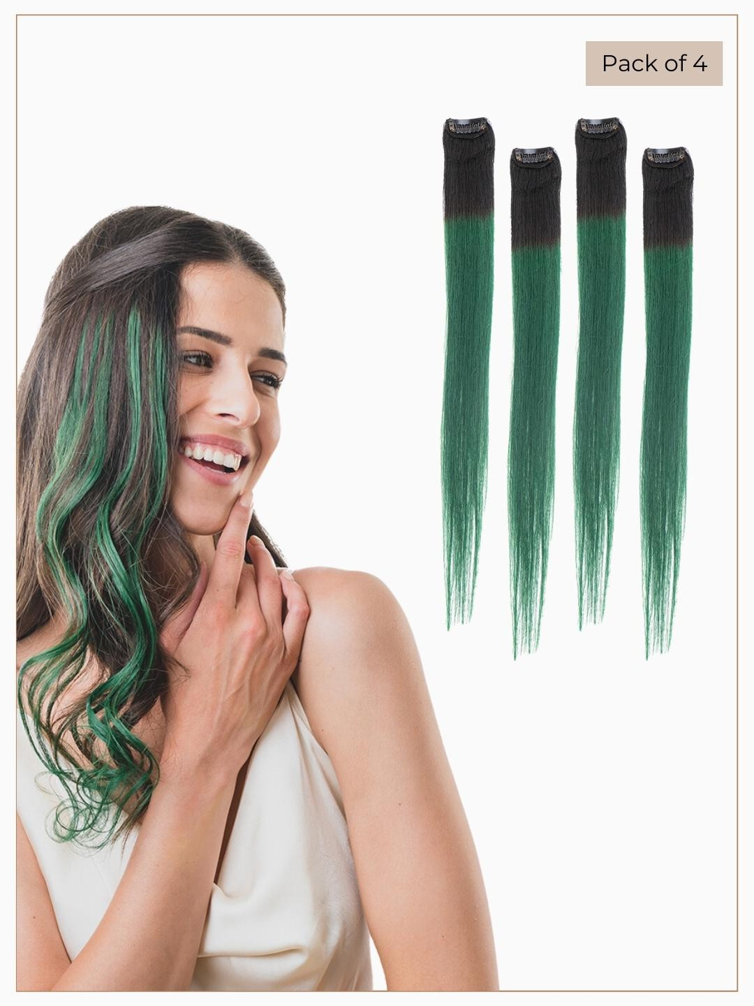 Buy HAIR ORIGINALS Set Of 4 Clip In Hair Streaks Extensions Emerald ...