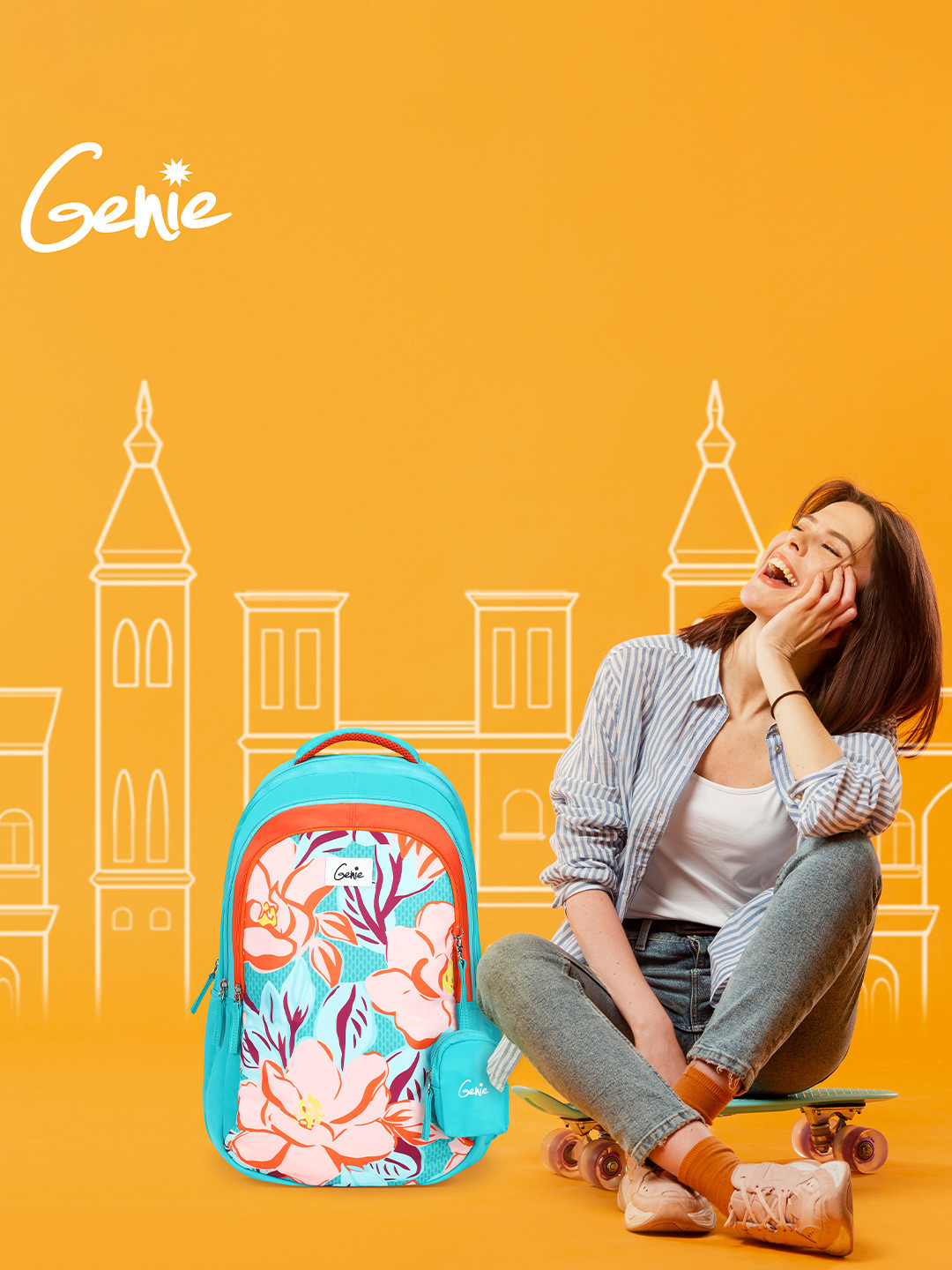 Buy Genie Floral Printed Backpack Laptop Size Up To 18 Inch - Backpacks ...