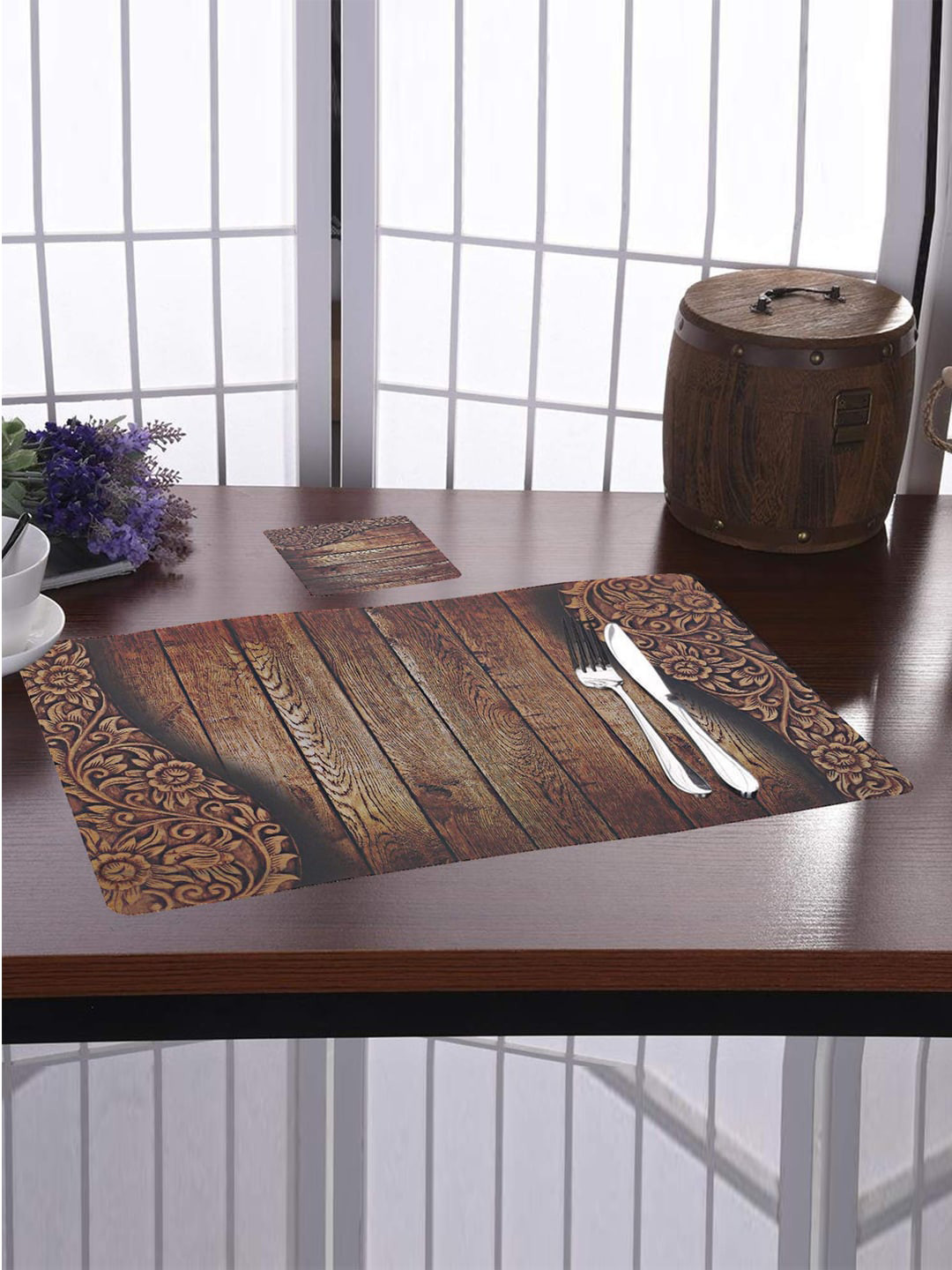 Buy Kuber Industries Wooden Design Brown 12 Pieces Non Slip Table ...