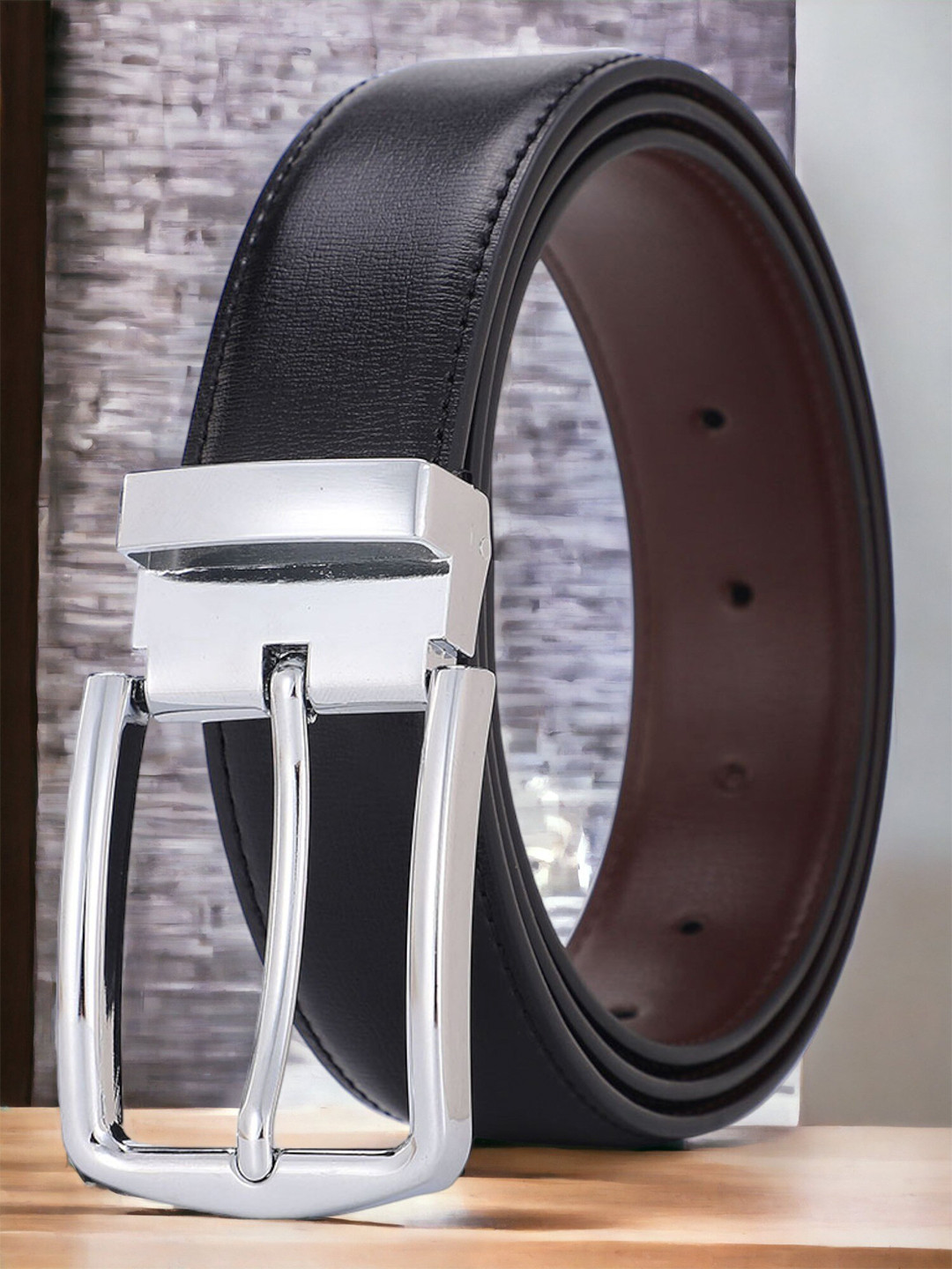 Buy The Roadster Lifestyle Co. Black Men Reversible Belt - Belts for ...