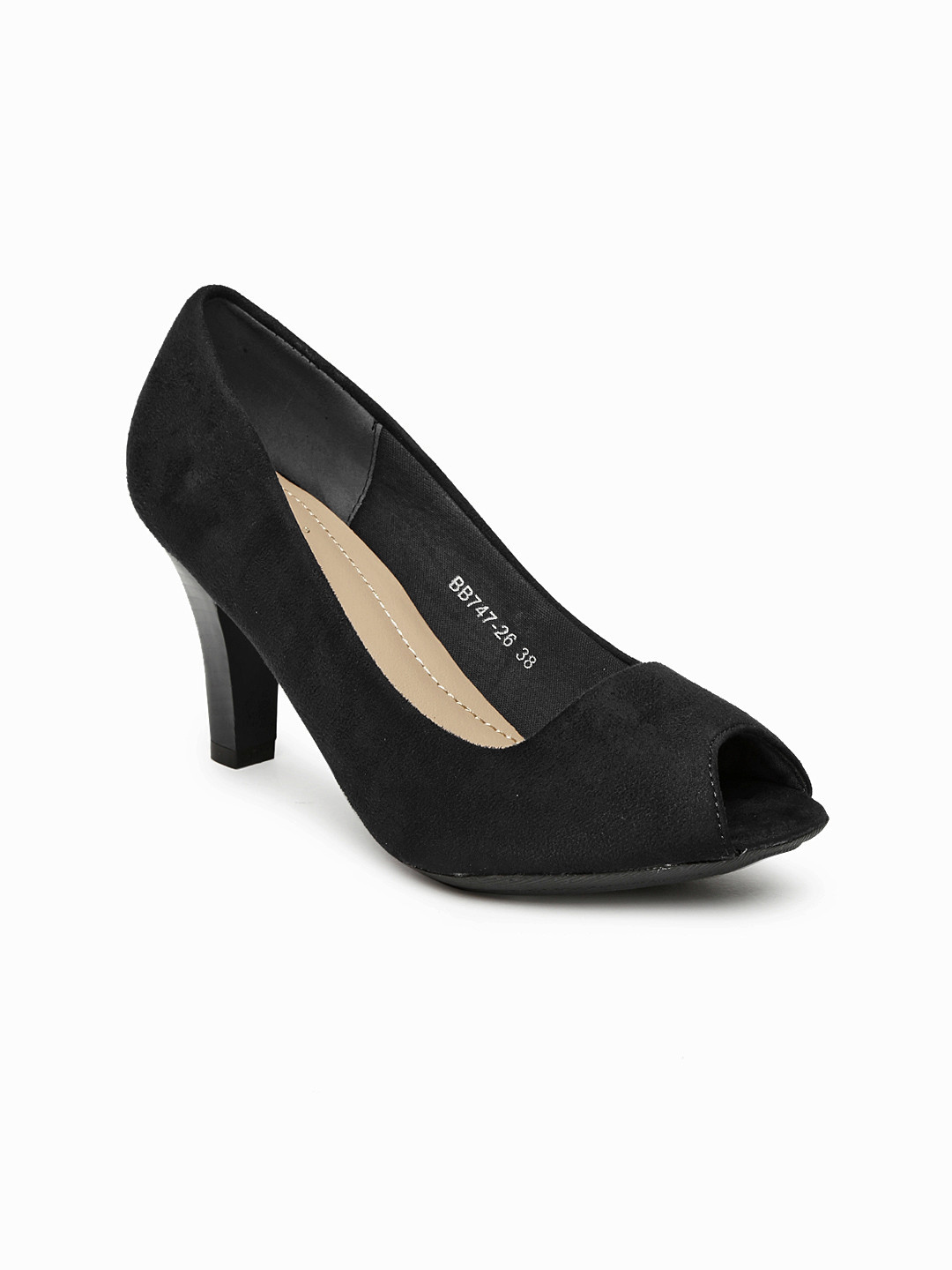 Buy Tresmode Women Black Solid Peep Toes - Heels for Women 2527468 | Myntra