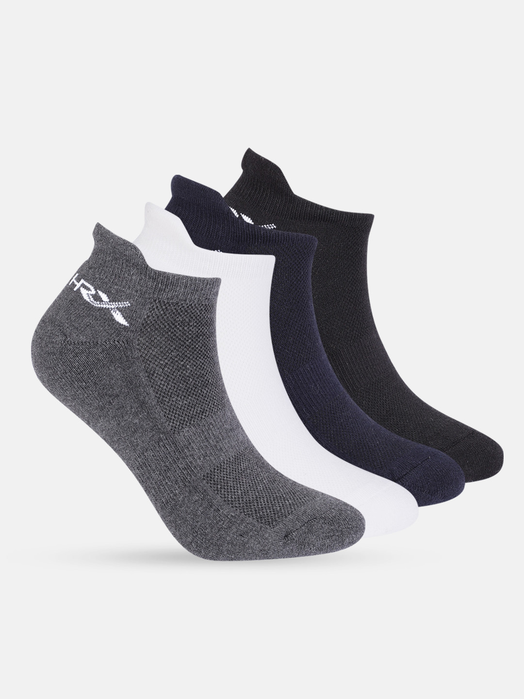 Buy HRX By Hrithik Roshan Men Set Of 4 Assorted Ankle Length Socks ...