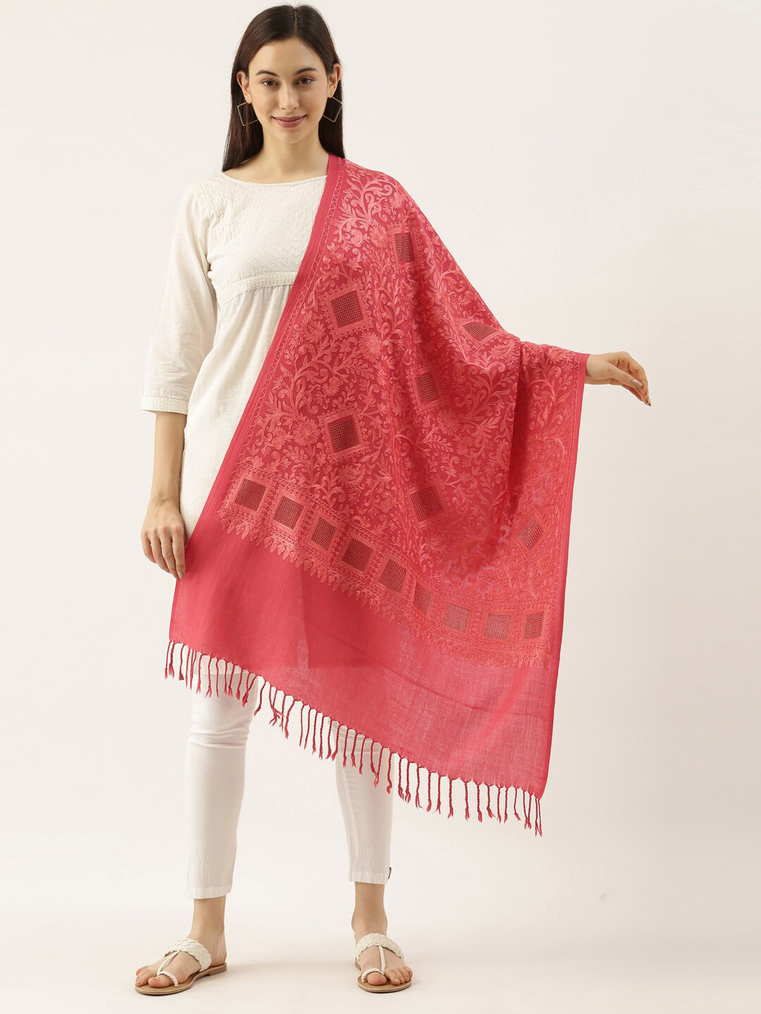 Buy Pashmoda Ethnic Motifs Embroidered Woollen Stole - Stoles for Women ...