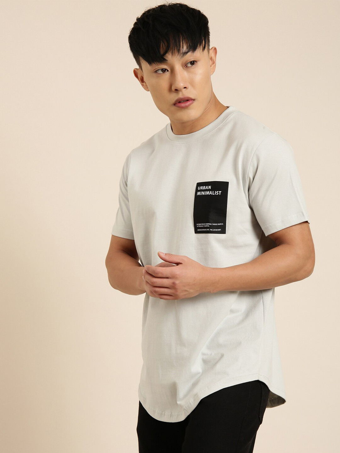 Buy Joven Regular Fit Typography Printed Round Neck Pure Cotton T Shirt ...