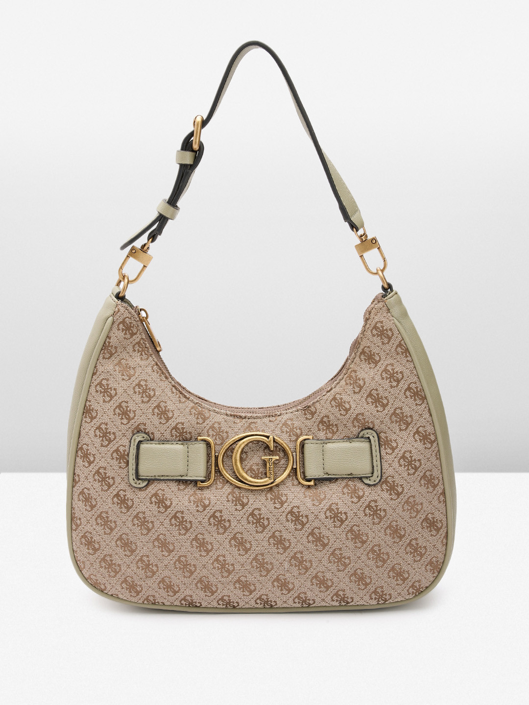 Buy GUESS Brand Logo Woven Design Structured Baguette Bag - Handbags ...