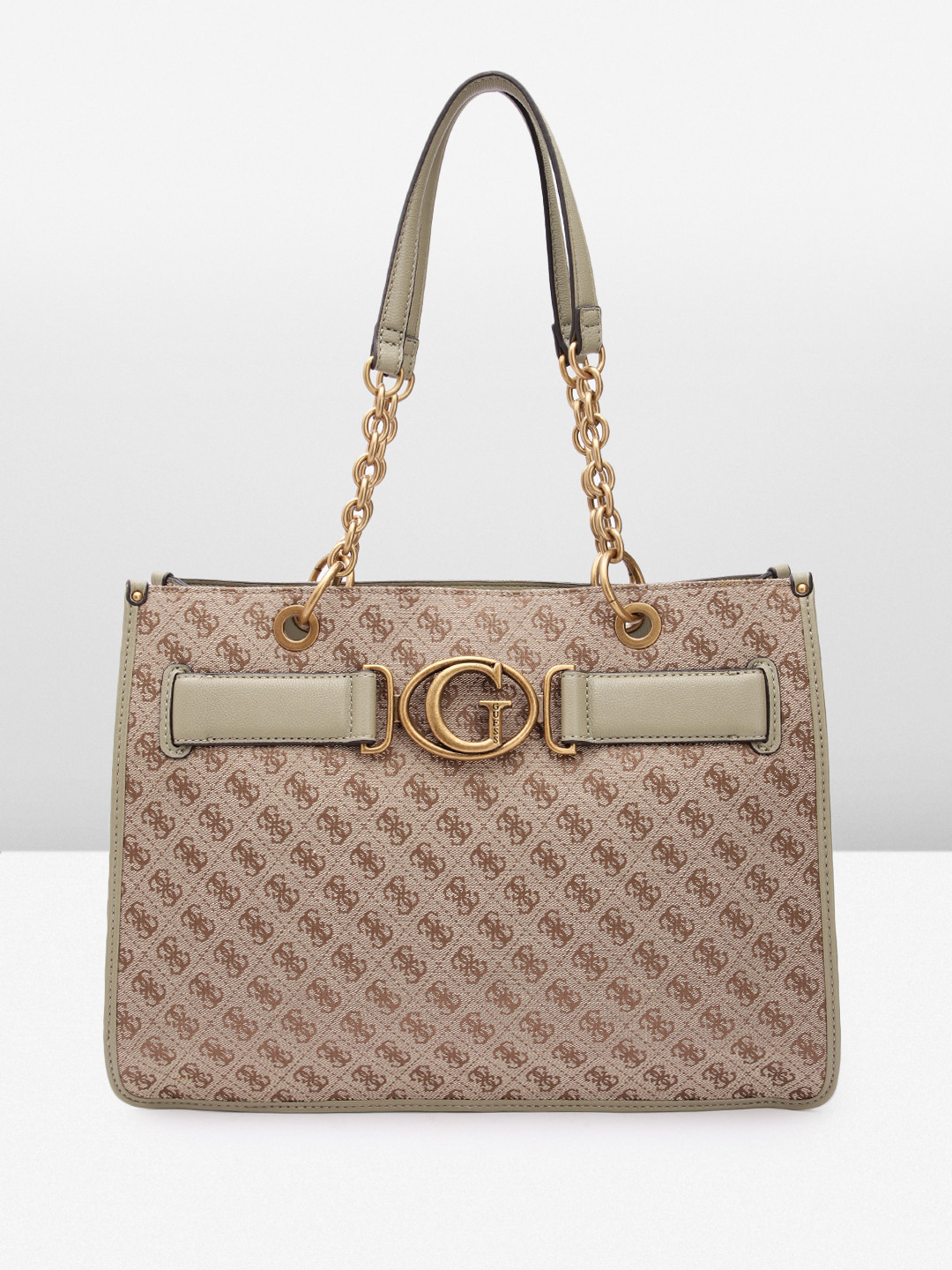 Buy GUESS Brand Logo Woven Design Structured Shoulder Bag - Handbags ...