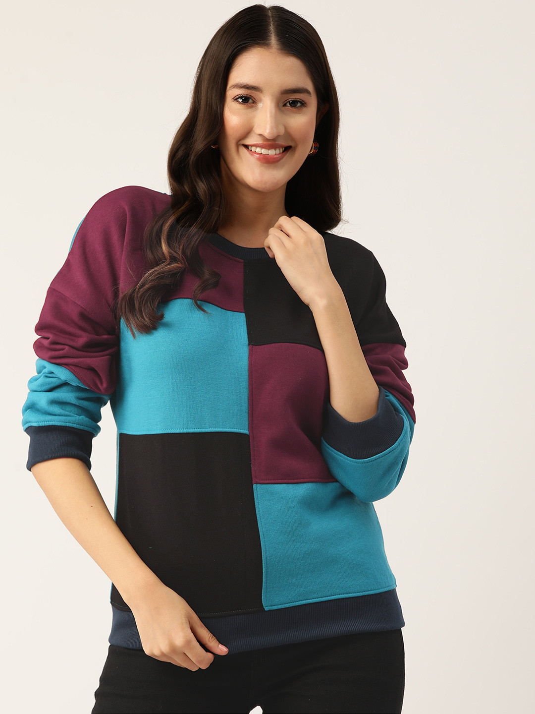 Buy Rue Collection Colourblocked Fleece Sweatshirt - Sweatshirts for ...
