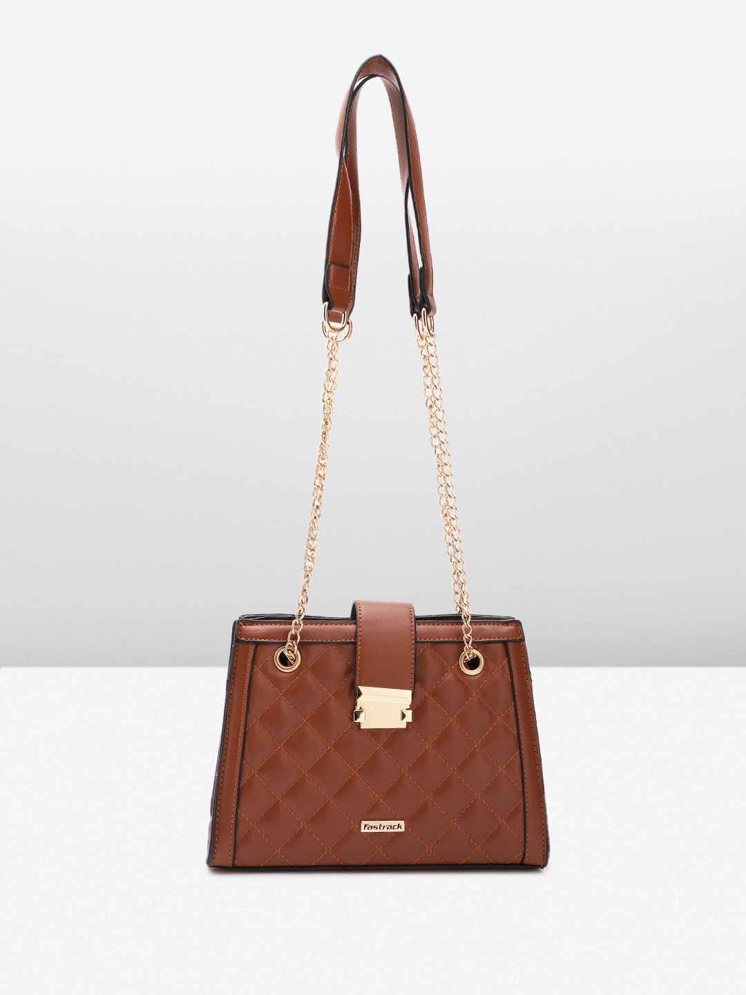 Buy Fastrack Women Metal Accent Textured Satchel With Flap & Top Zip ...