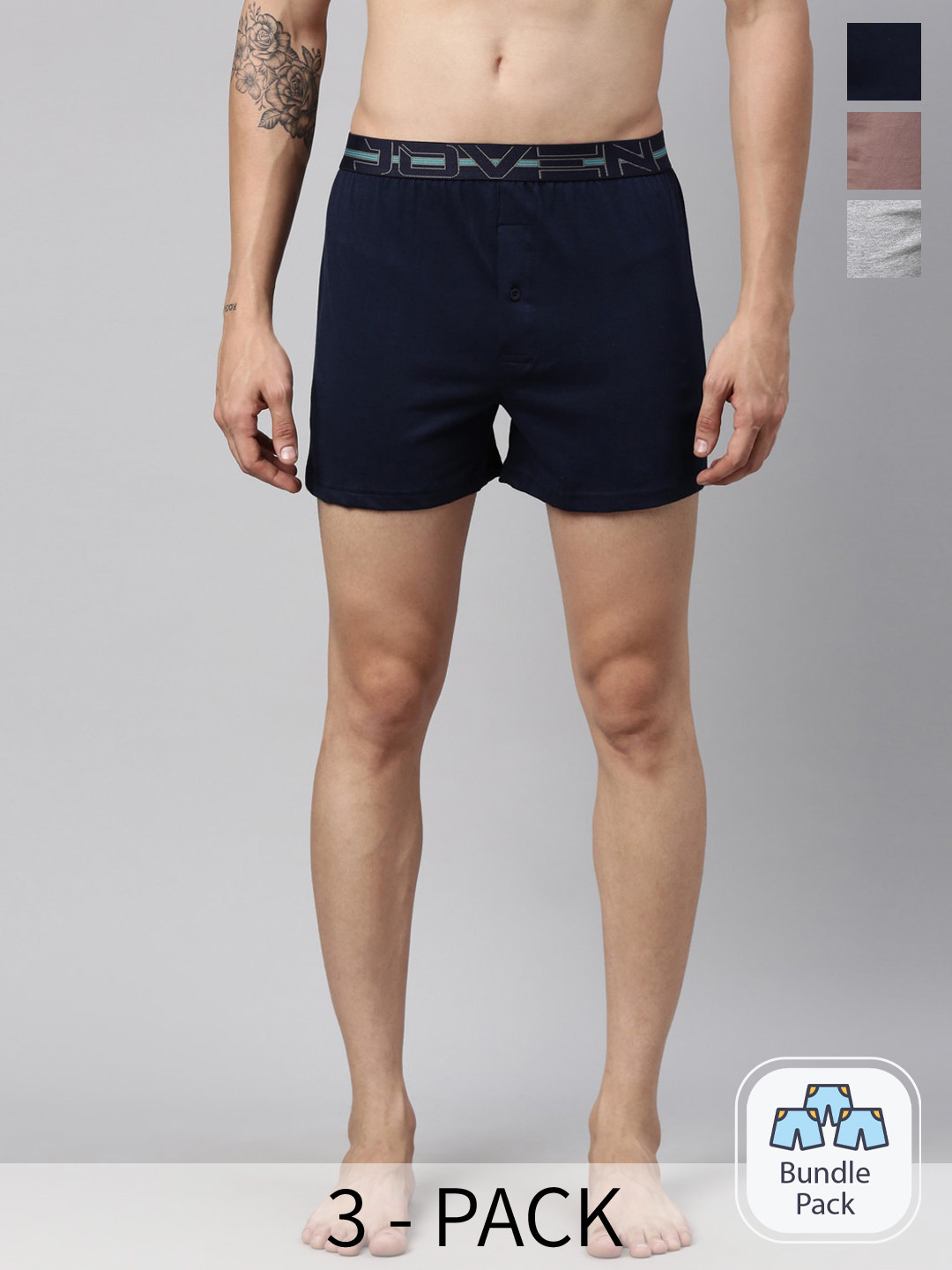 Buy Joven Pack Of 3 Pure Cotton Boxers JB3KS ONGMNY - Boxers for Men ...